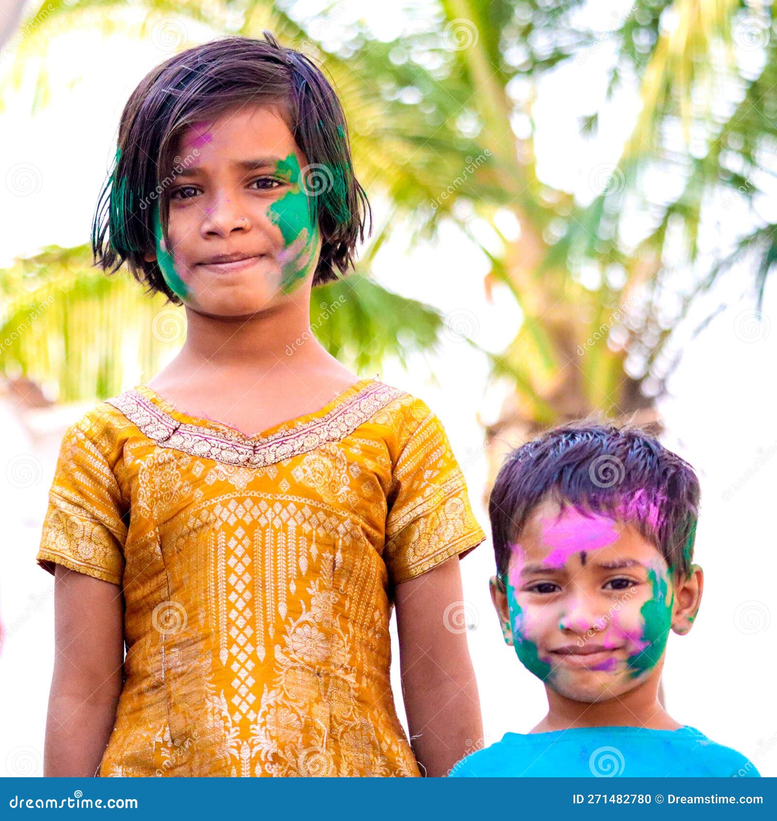 Portrait of Two Girls Having Colours on Their Faces Editorial Image ...