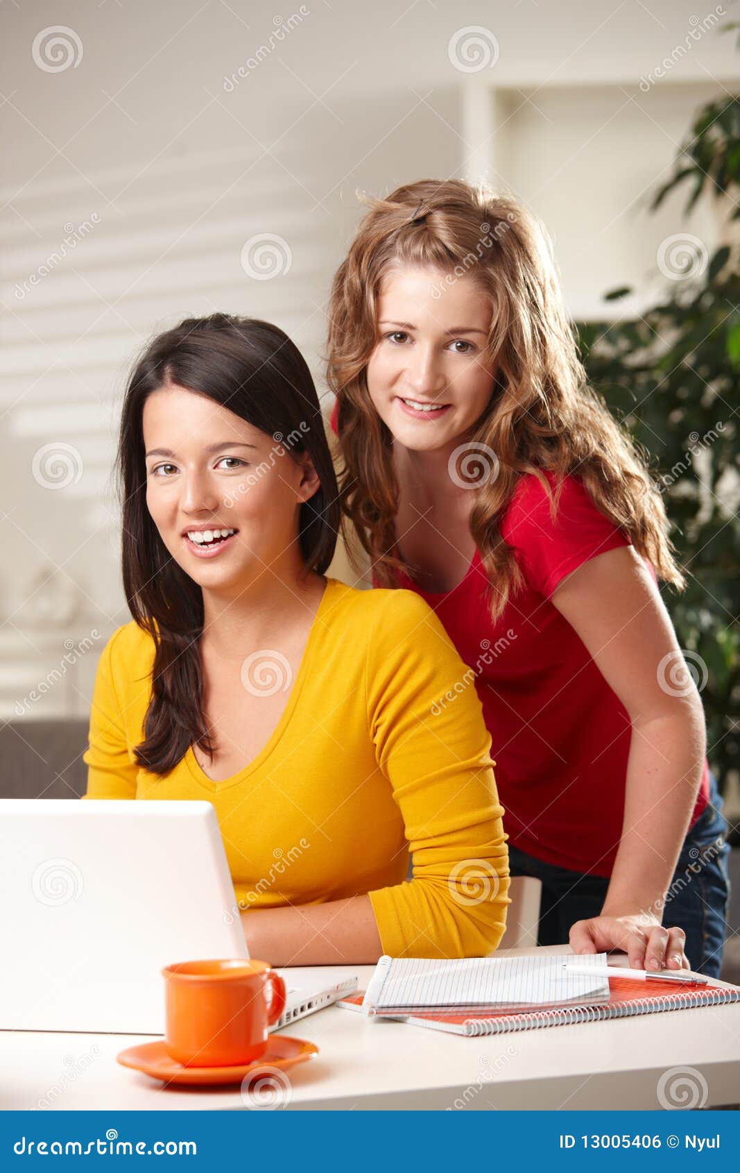 Portrait Of Two Girls With Laptop Royalty-Free Stock Image ...