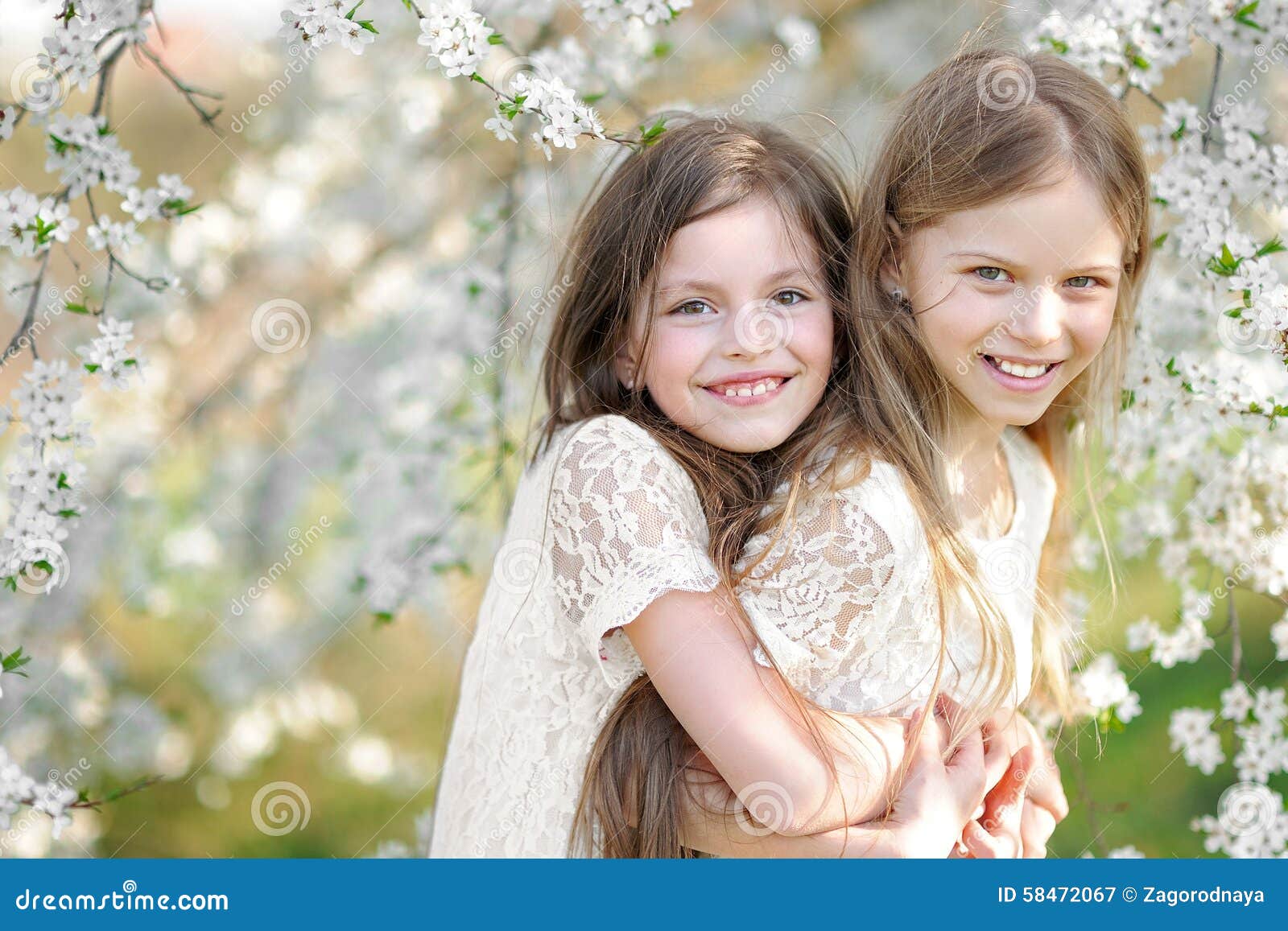 Portrait of two girls stock image. Image of sister, dress - 58472067