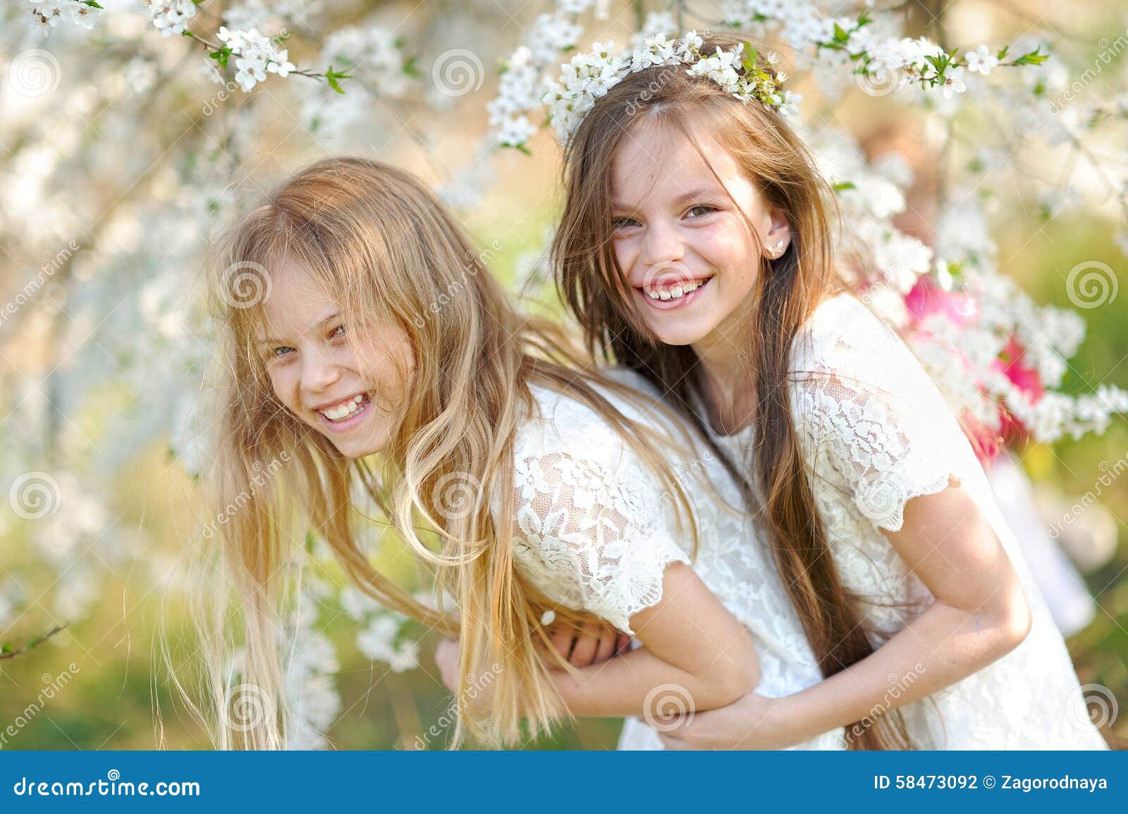 Portrait of two girls stock photo. Image of child, dress - 58473092
