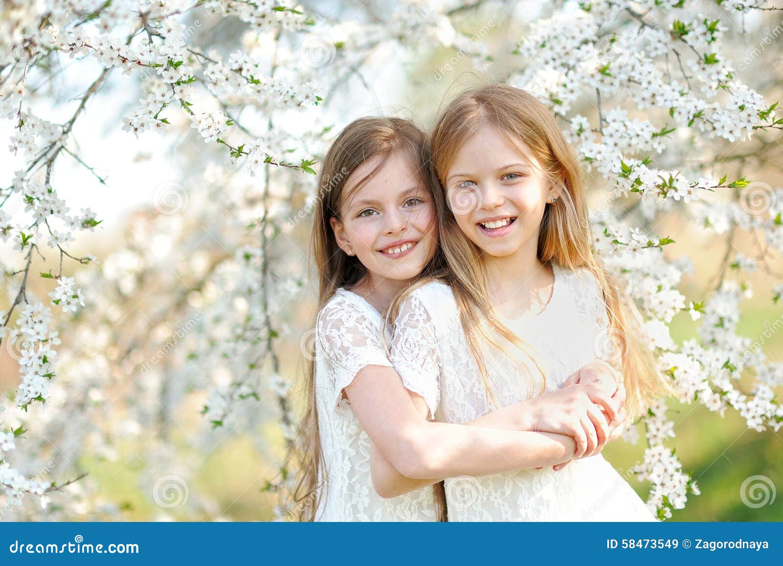 Portrait of two girls stock image. Image of happy, nature - 58473549