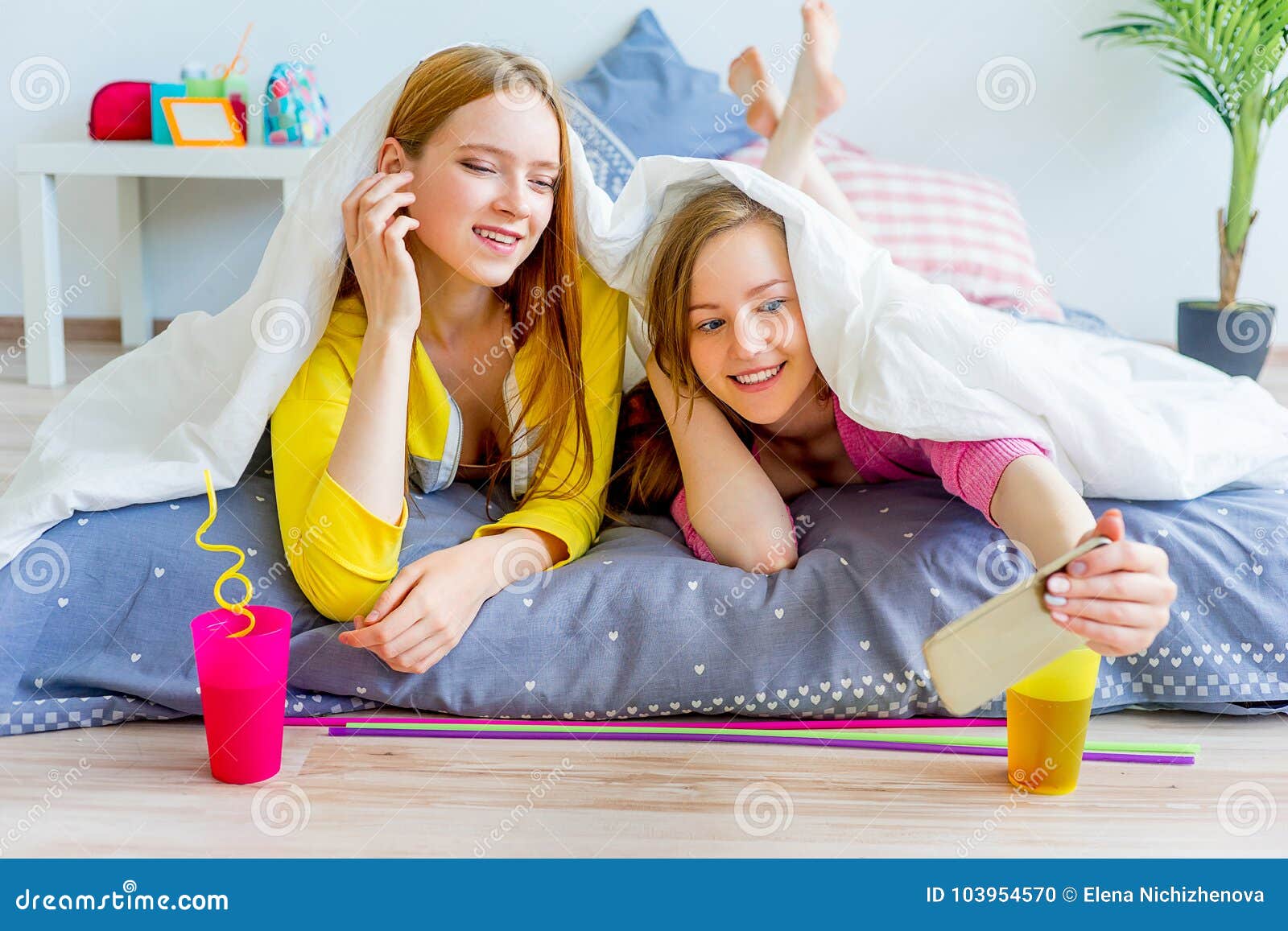 Girls at a sleepover stock photo. Image of beautiful - 103954570
