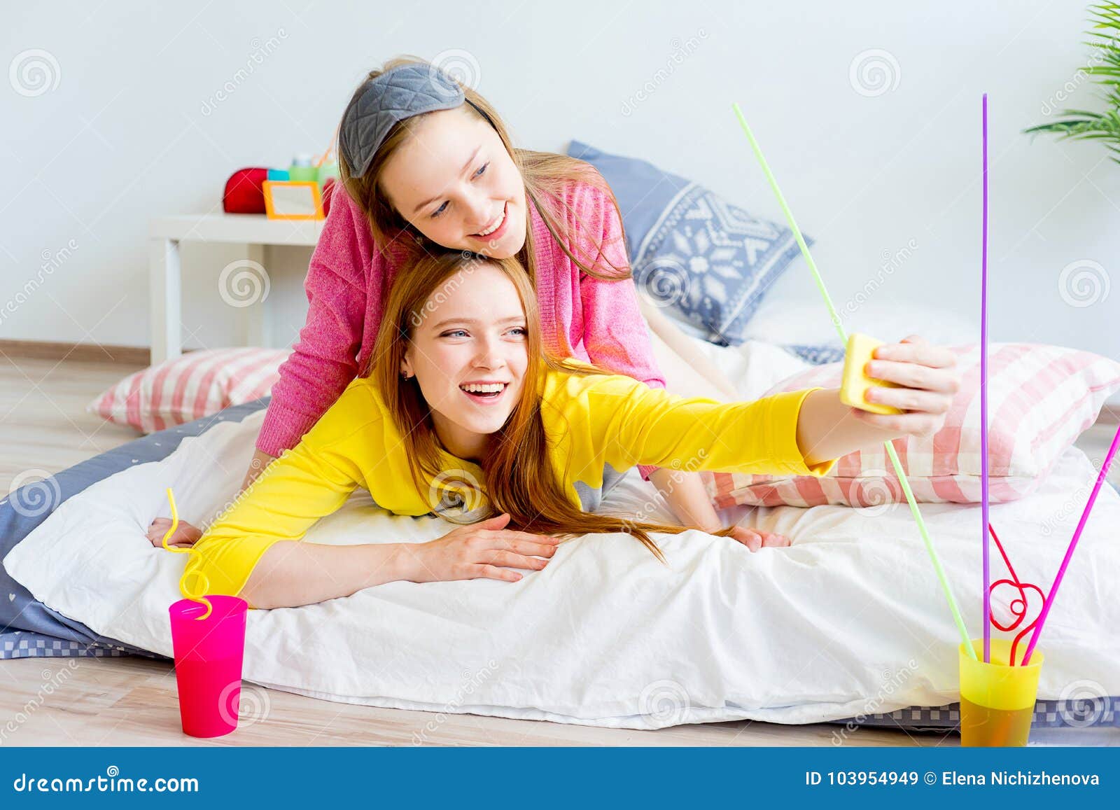 Girls at a sleepover stock image. Image of mixed, gossip - 103954949