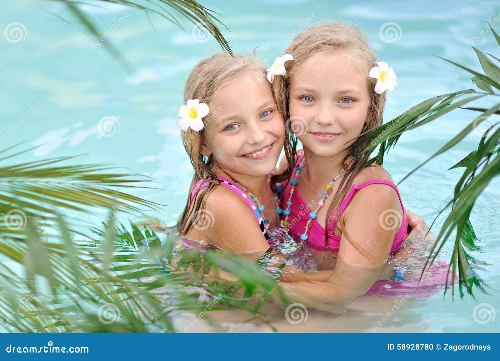 Portrait of two girls stock photo. Image of happiness - 58928780