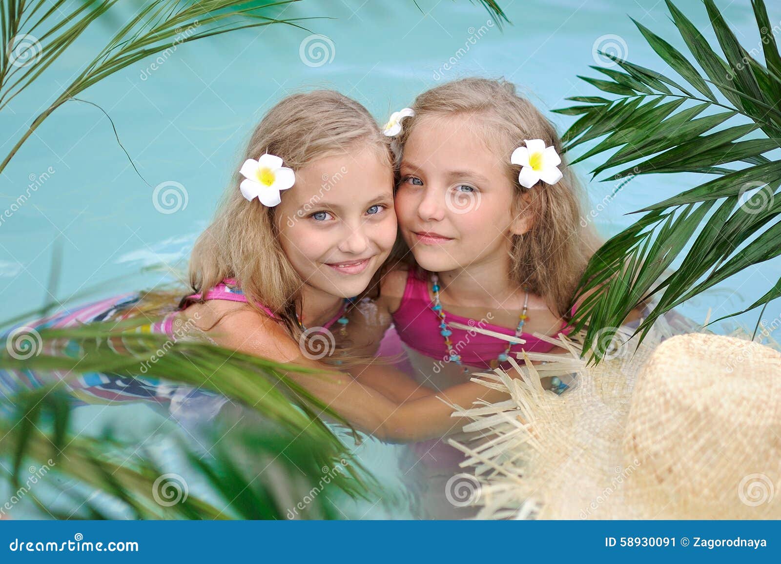 Portrait of two girls stock image. Image of pool, gaiety - 58930091
