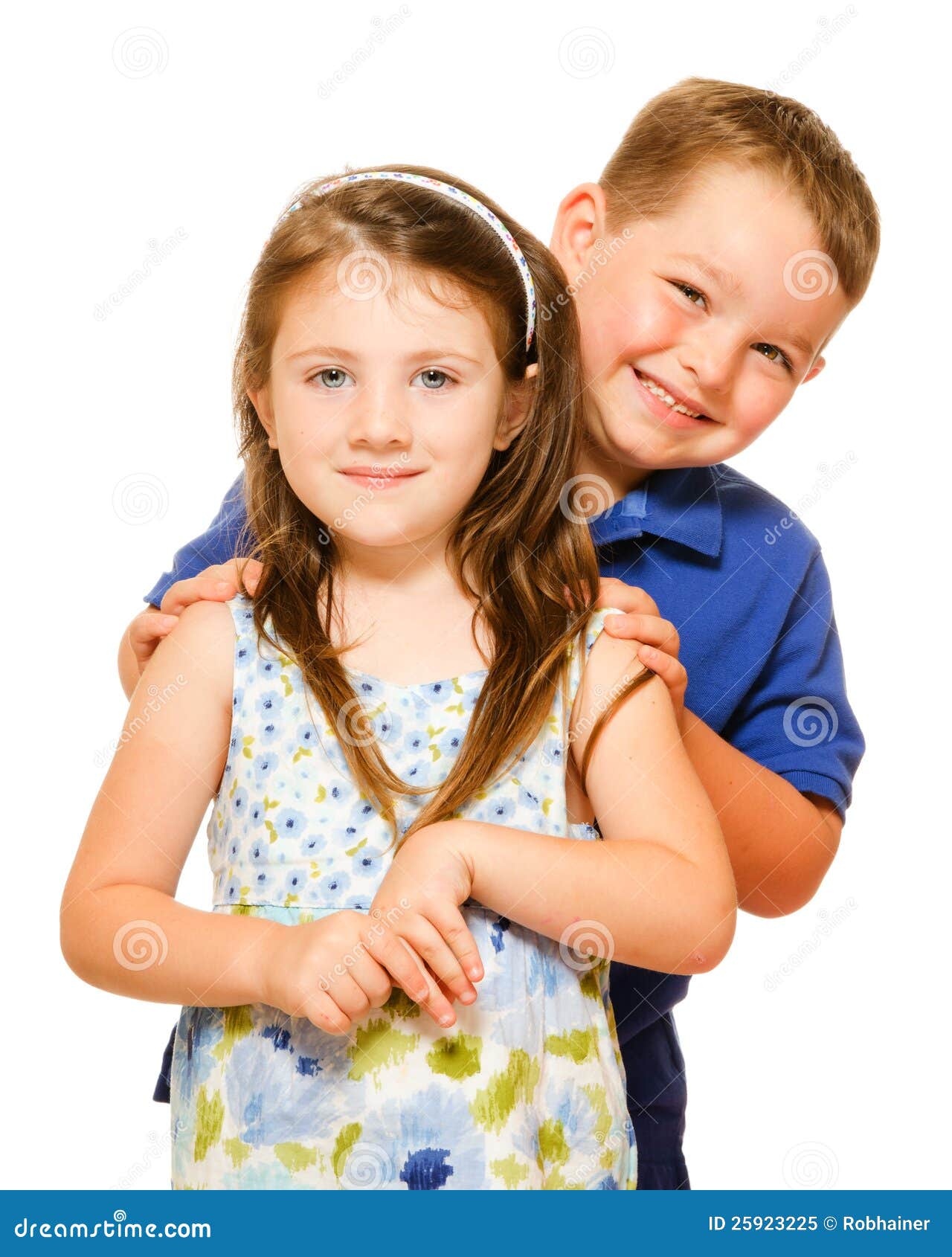 Portrait of Two Happy Children Stock Image - Image of portrait, child ...