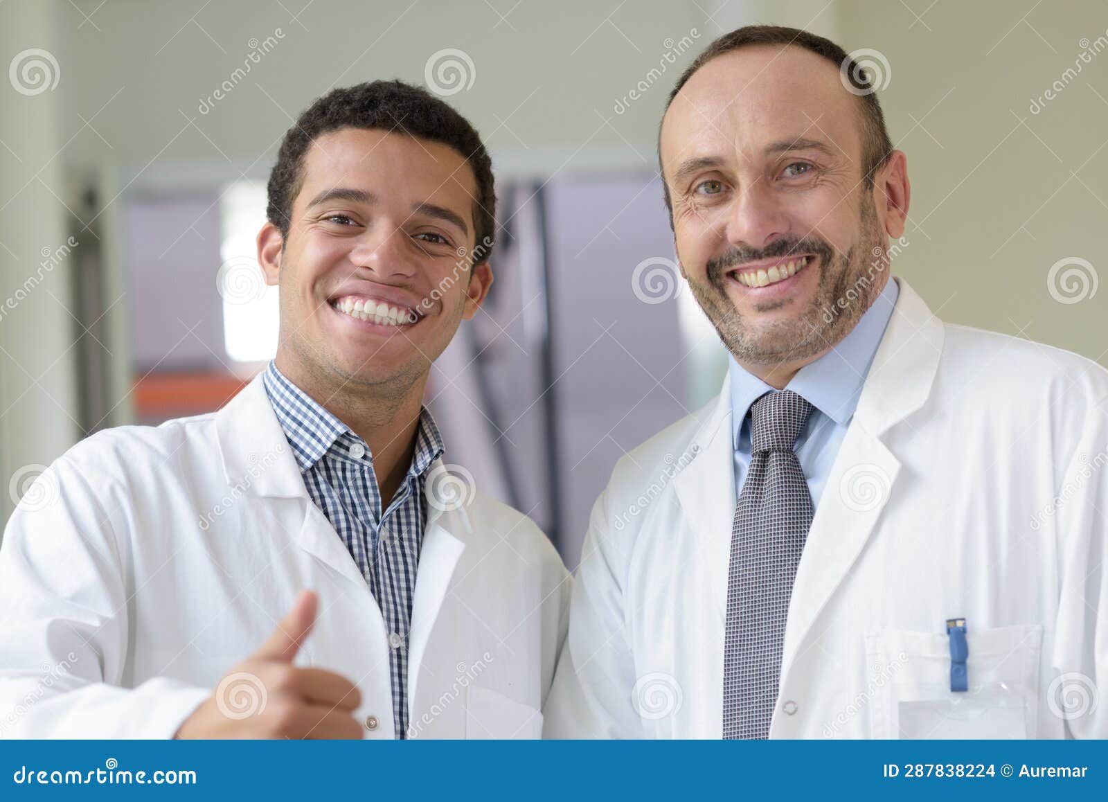 Portrait two happy doctors stock photo. Image of physician - 287838224