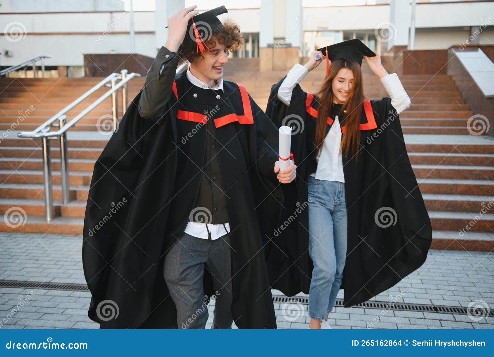 Portrait of Two Happy Graduating Students. Stock Photo - Image of ...