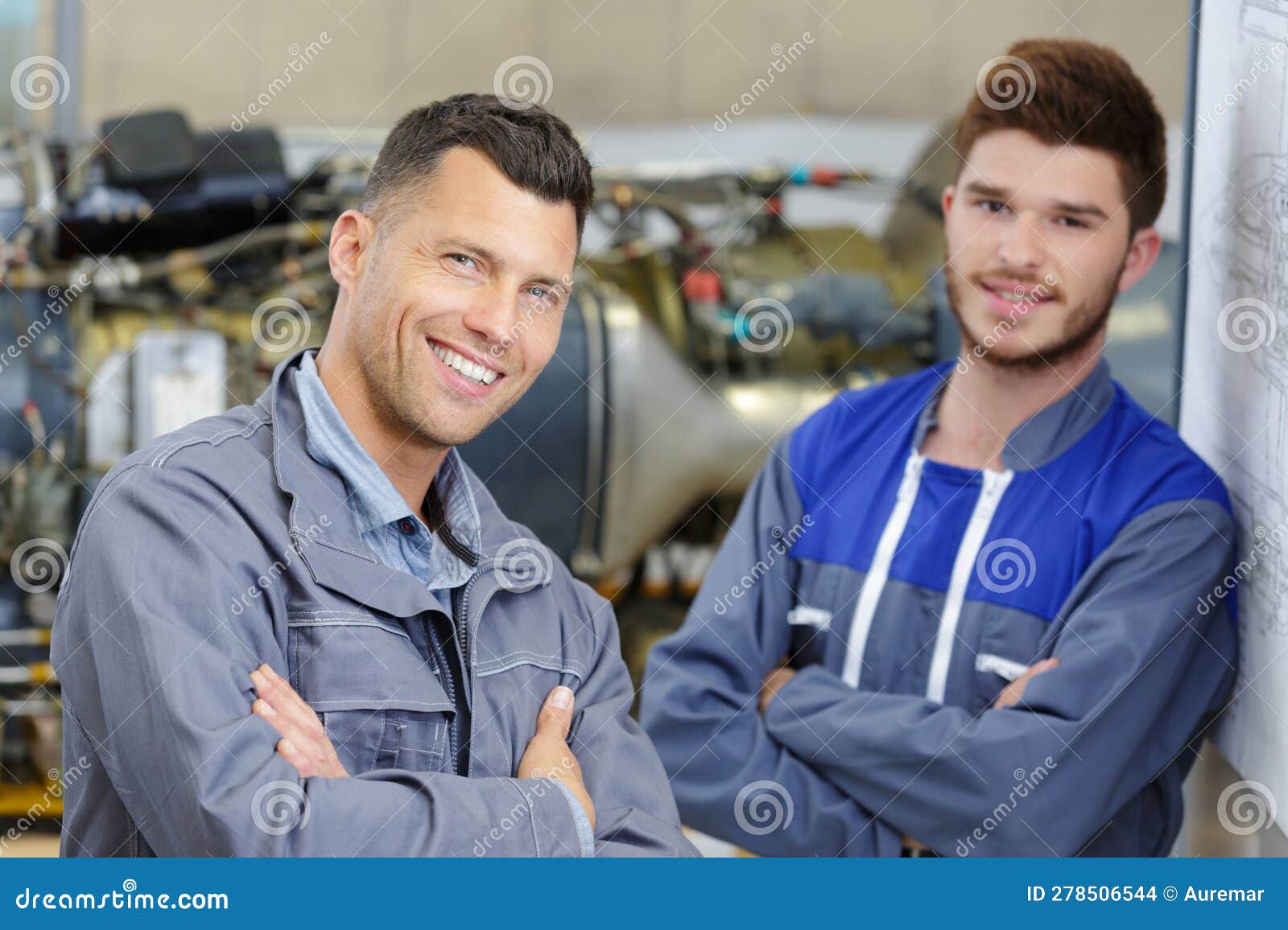 Portrait Two Happy Mechanics Stock Photo - Image of helper, working ...