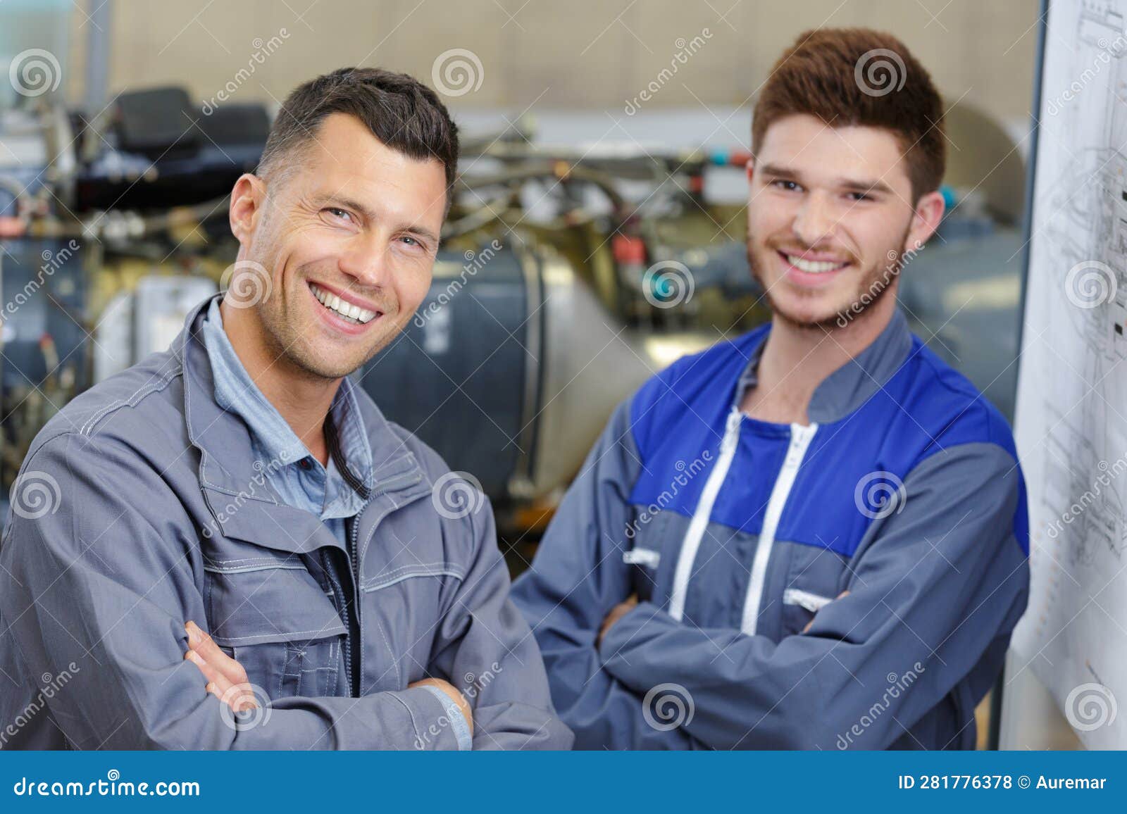 Portrait Two Happy Mechanics Stock Photo - Image of smiling, auto ...