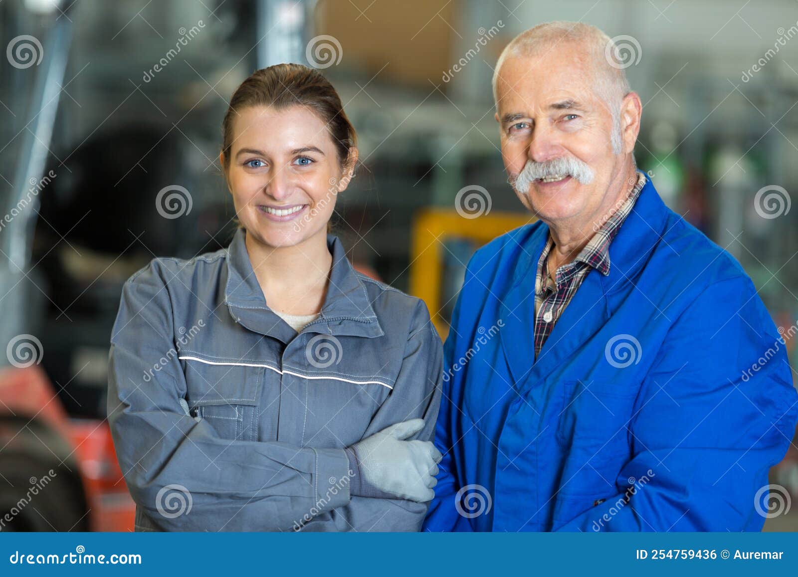 Portrait two happy workers stock photo. Image of meeting - 254759436
