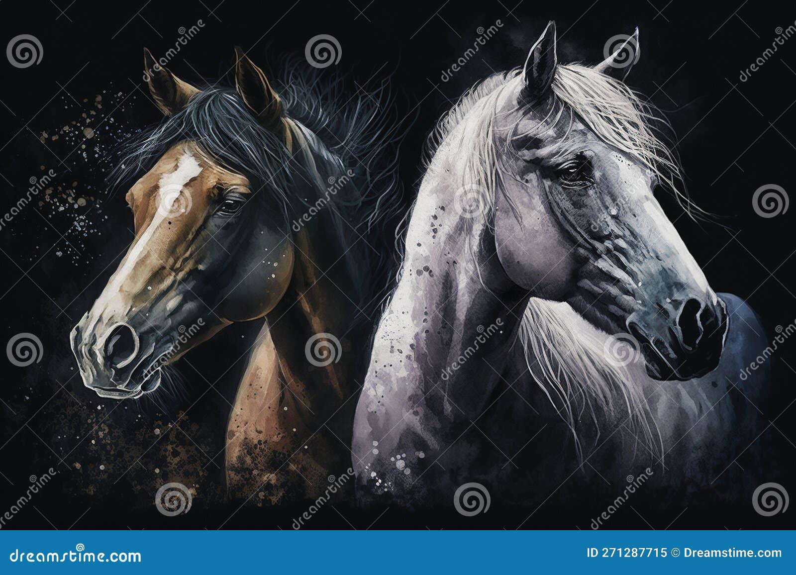 Portrait of two horses stock illustration. Illustration of stallion ...
