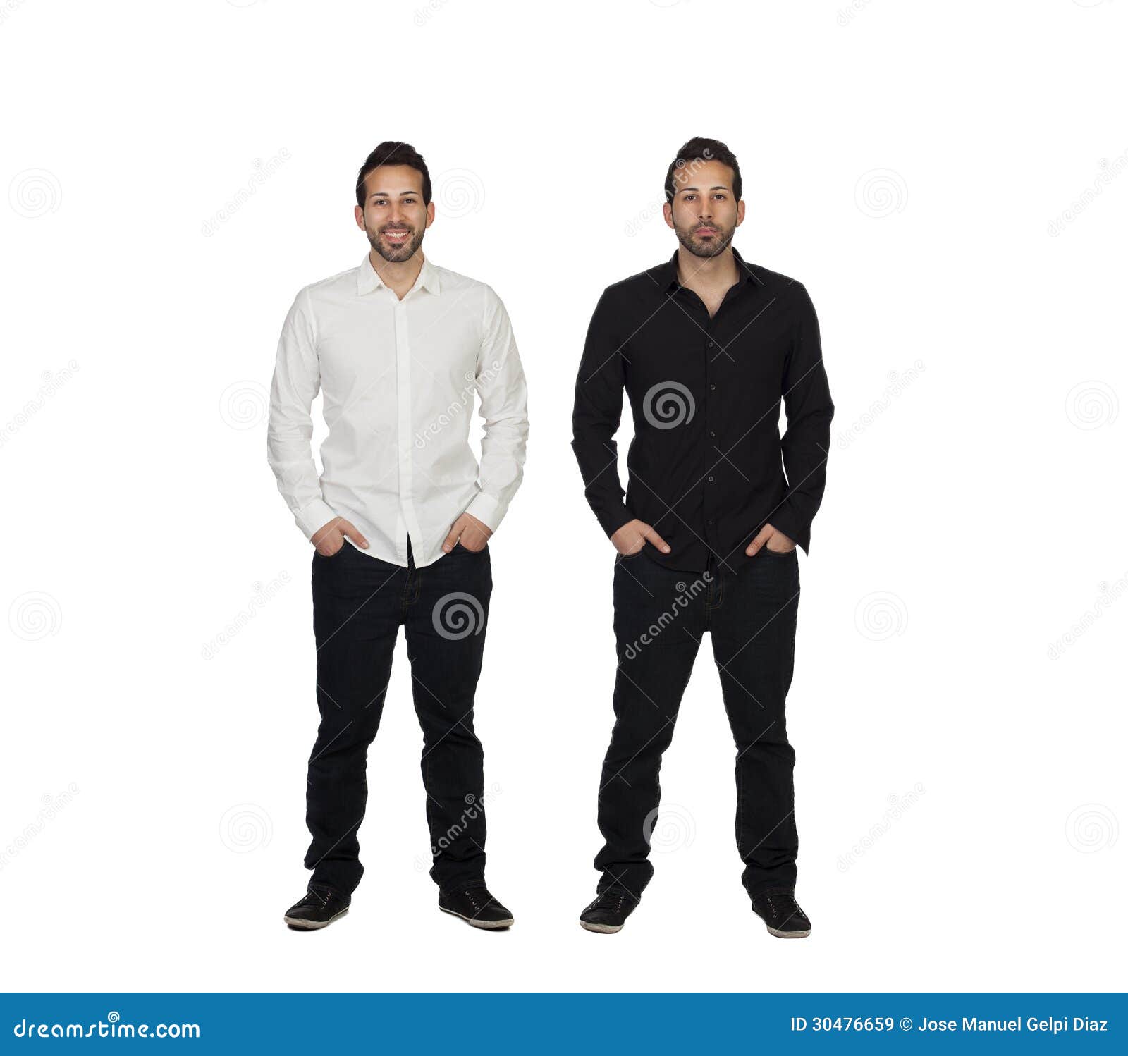 Portrait of Two Identical Man Stock Image - Image of casual, confident ...