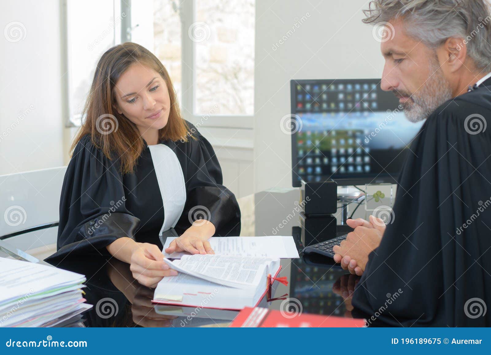 Portrait Two Judges Meeting Stock Image - Image of judge, system: 196189675