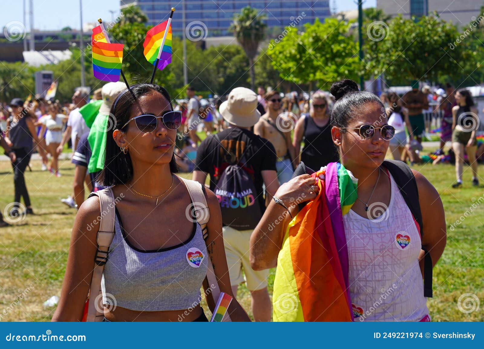 Parade Of Lesbians And Gays Lesbians Walking In The Gay Pride Parade