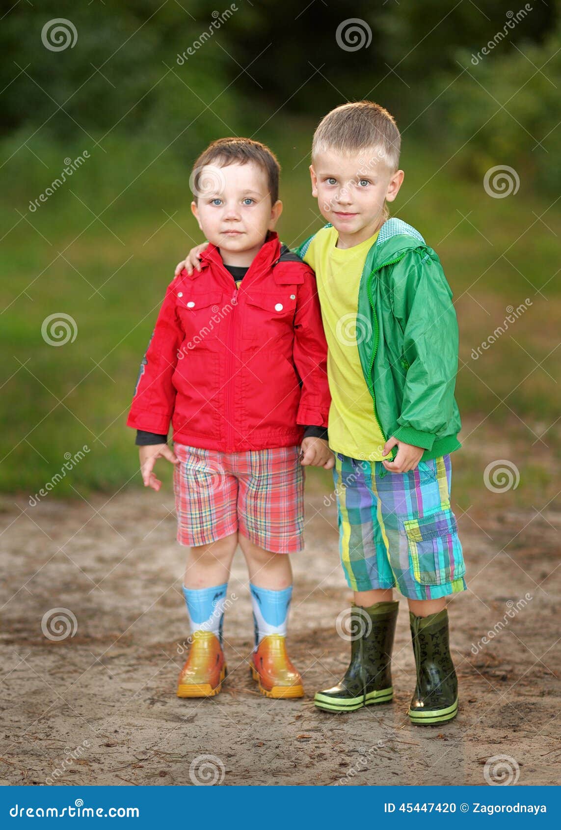 Portrait of Two Little Boys Friends Stock Photo - Image of merriment ...