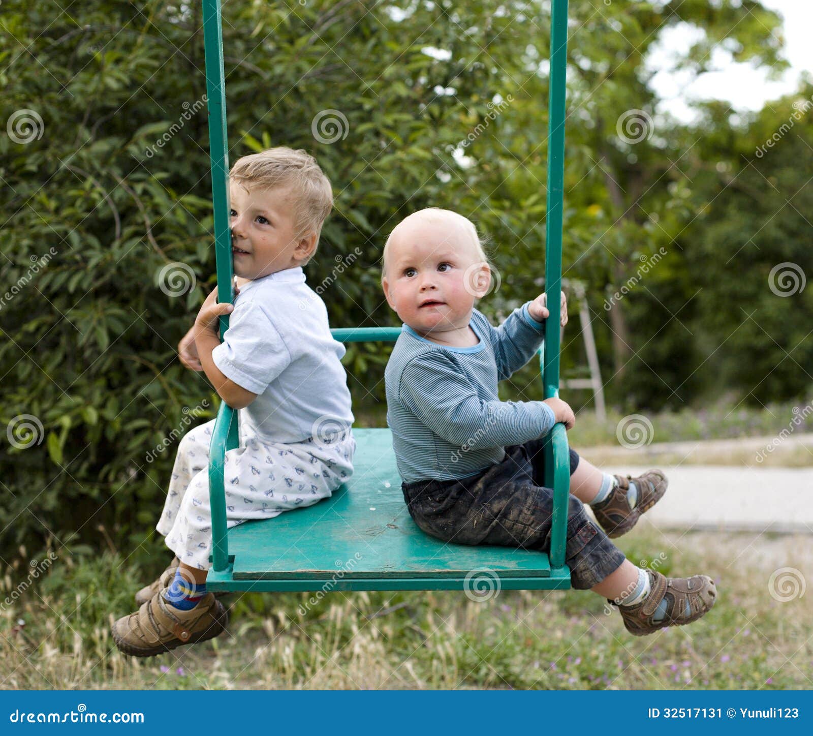 Portrait of Two Little Boys Playing Stock Image - Image of childhood ...