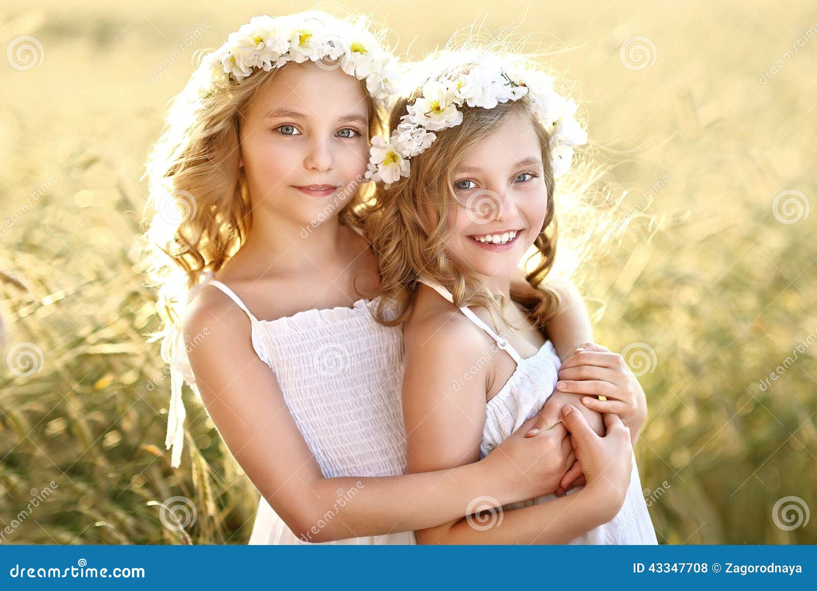 Portrait of Two Little Girls Stock Photo - Image of hair, girl: 43347708