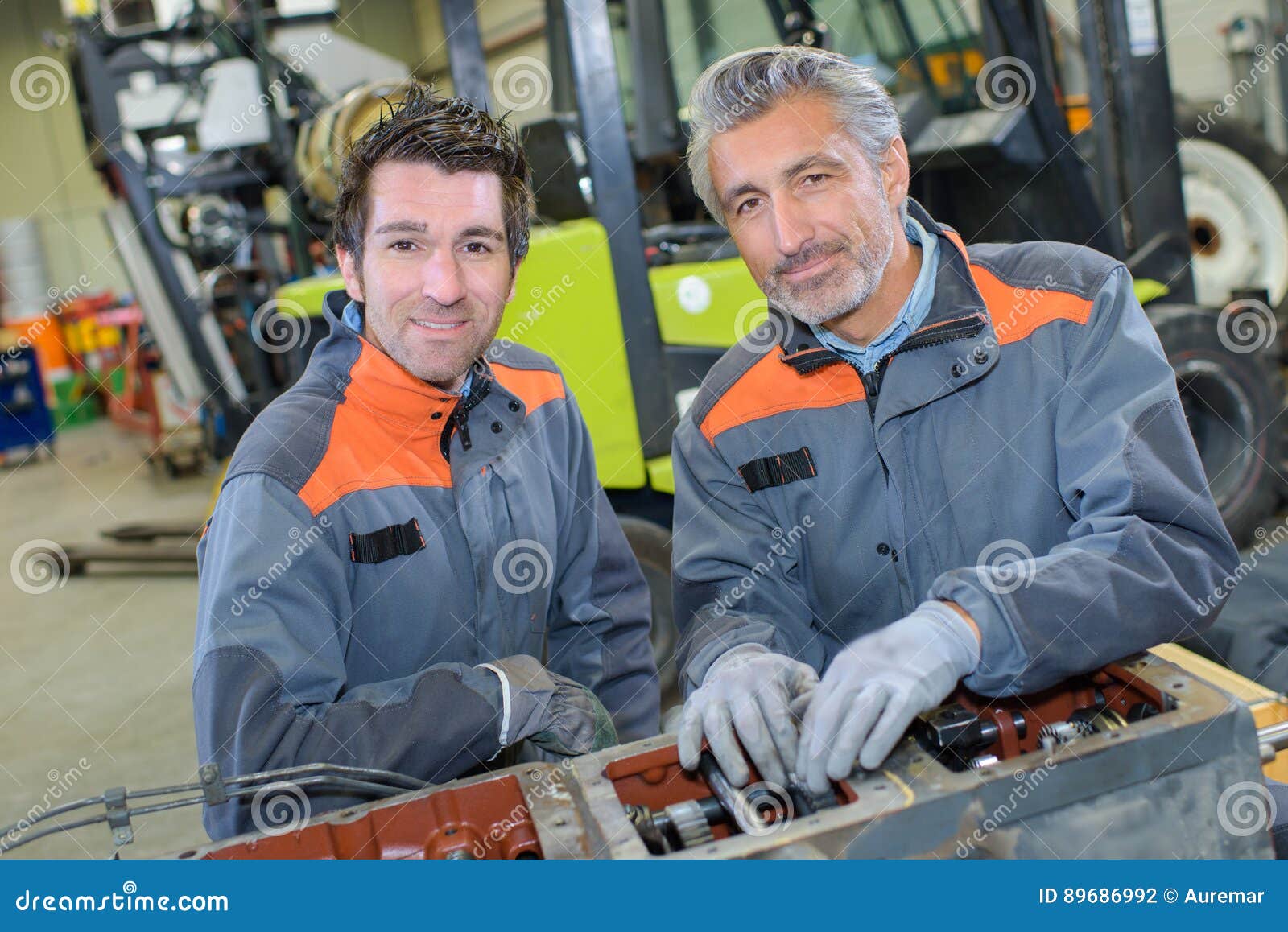 Portrait Two Male Mechanics Stock Photo - Image of engineer, boilersuit ...