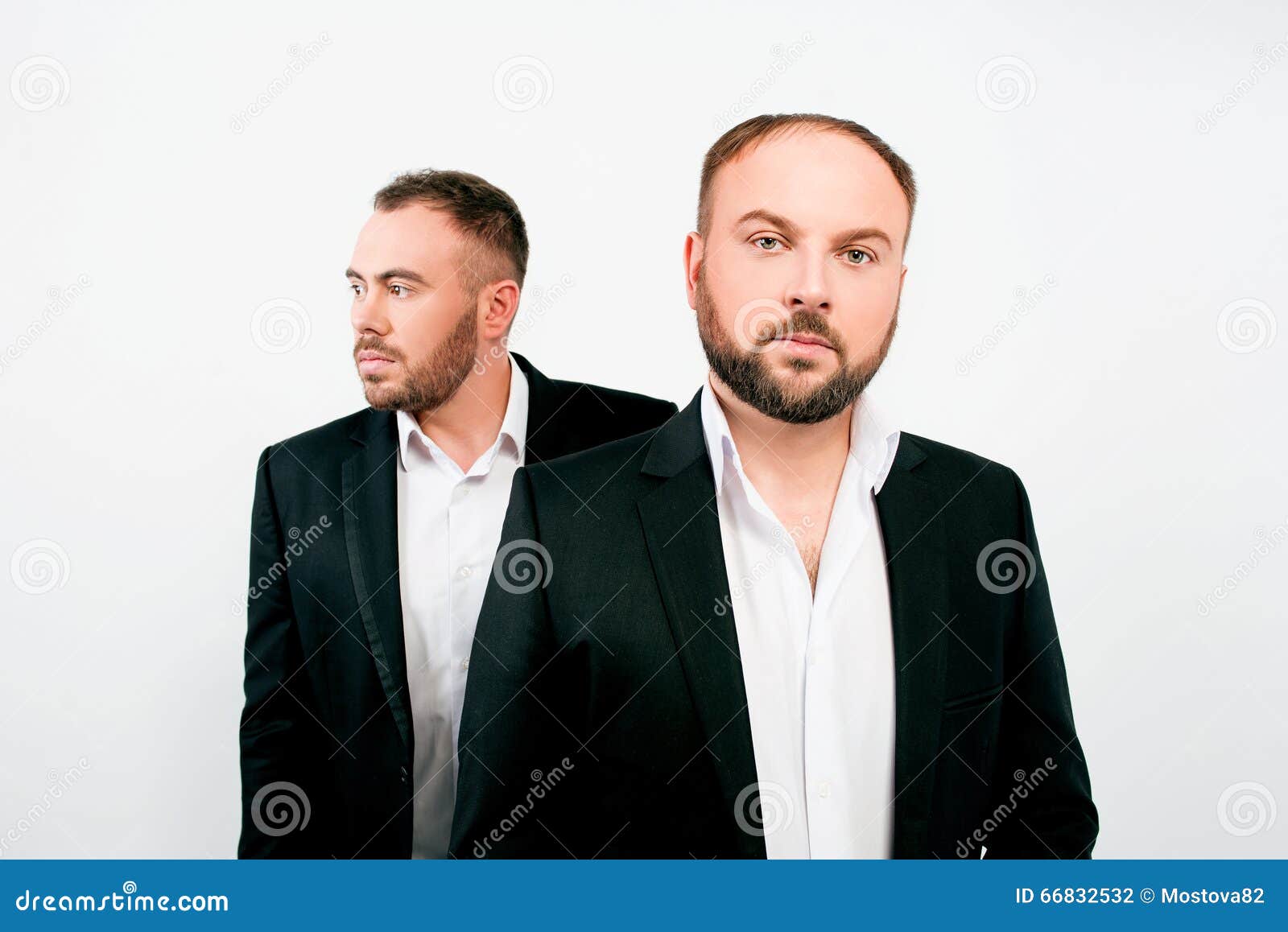 Portrait of Two Men in Black Suits Stock Photo - Image of success ...