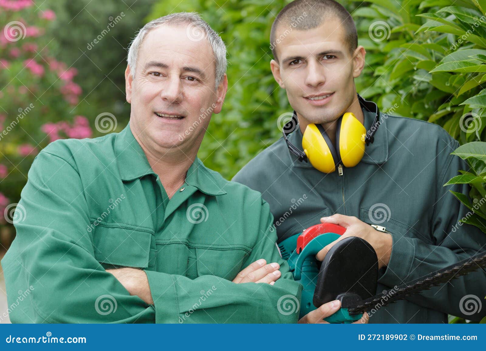 Portrait two men gardeners stock photo. Image of portrait - 272189902