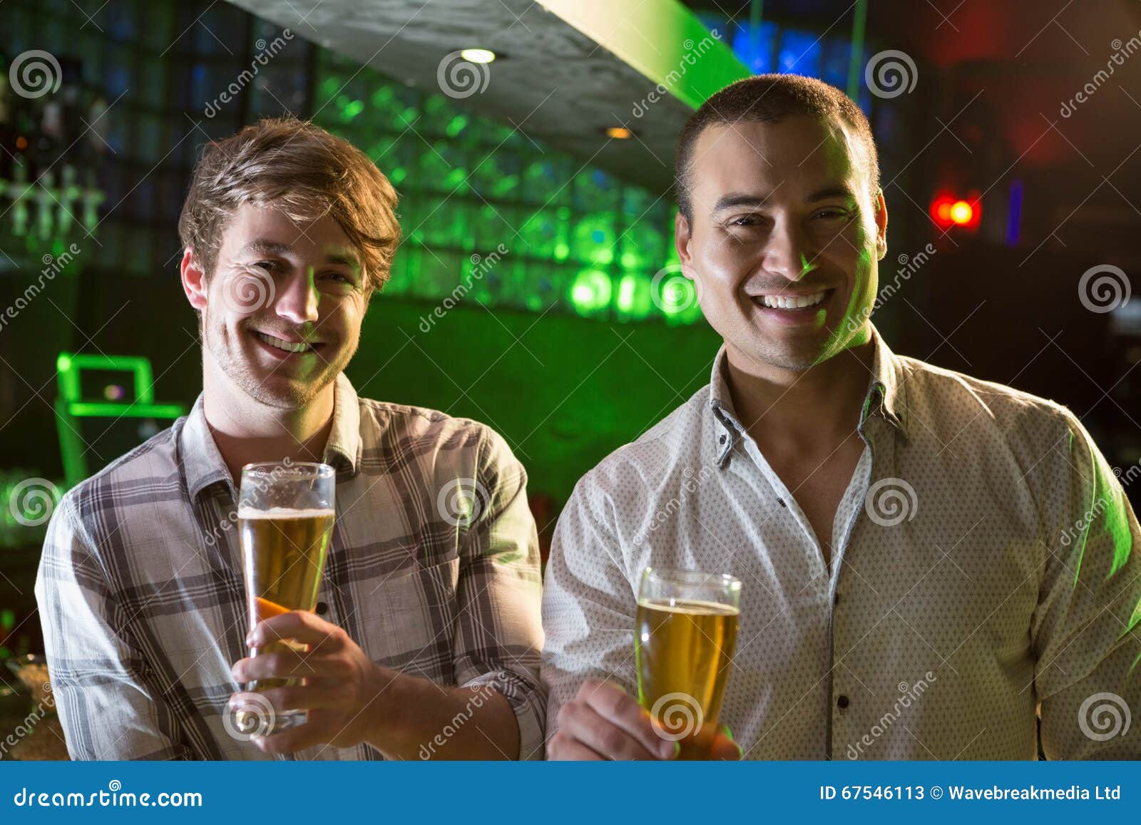 Portrait of Two Men Having Beer at Bar Stock Image - Image of caucasian ...