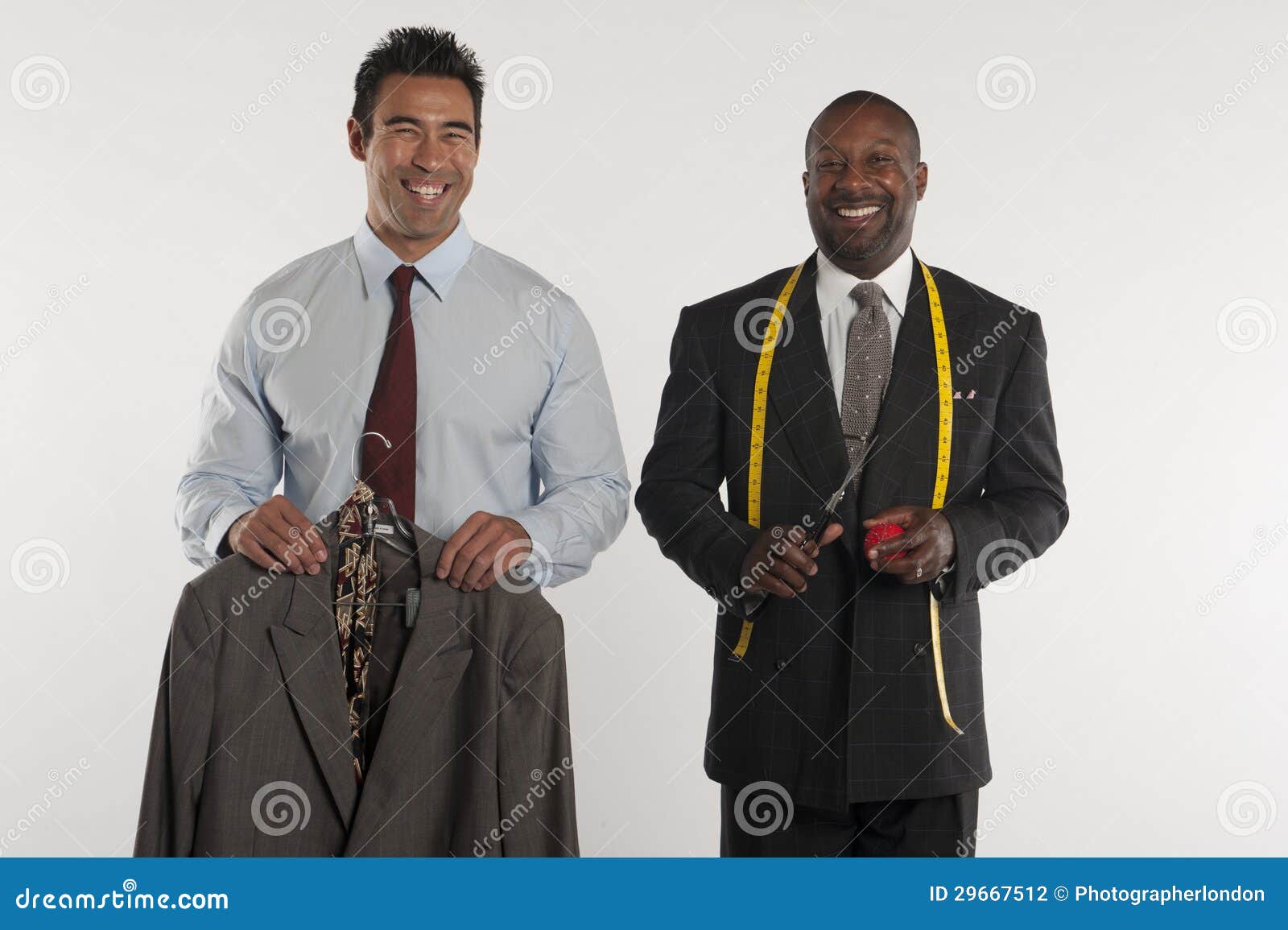 Portrait of Two Men Laughing Stock Photo - Image of measuring, people ...