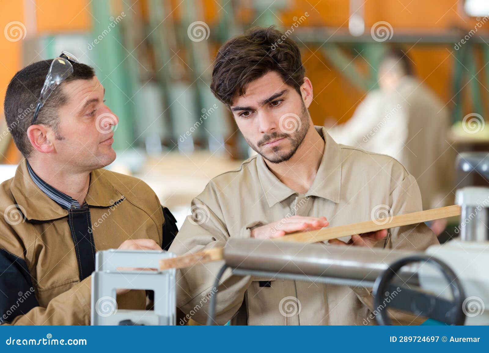 Portrait Two Modern Carpenters in Workshop Stock Image - Image of ...