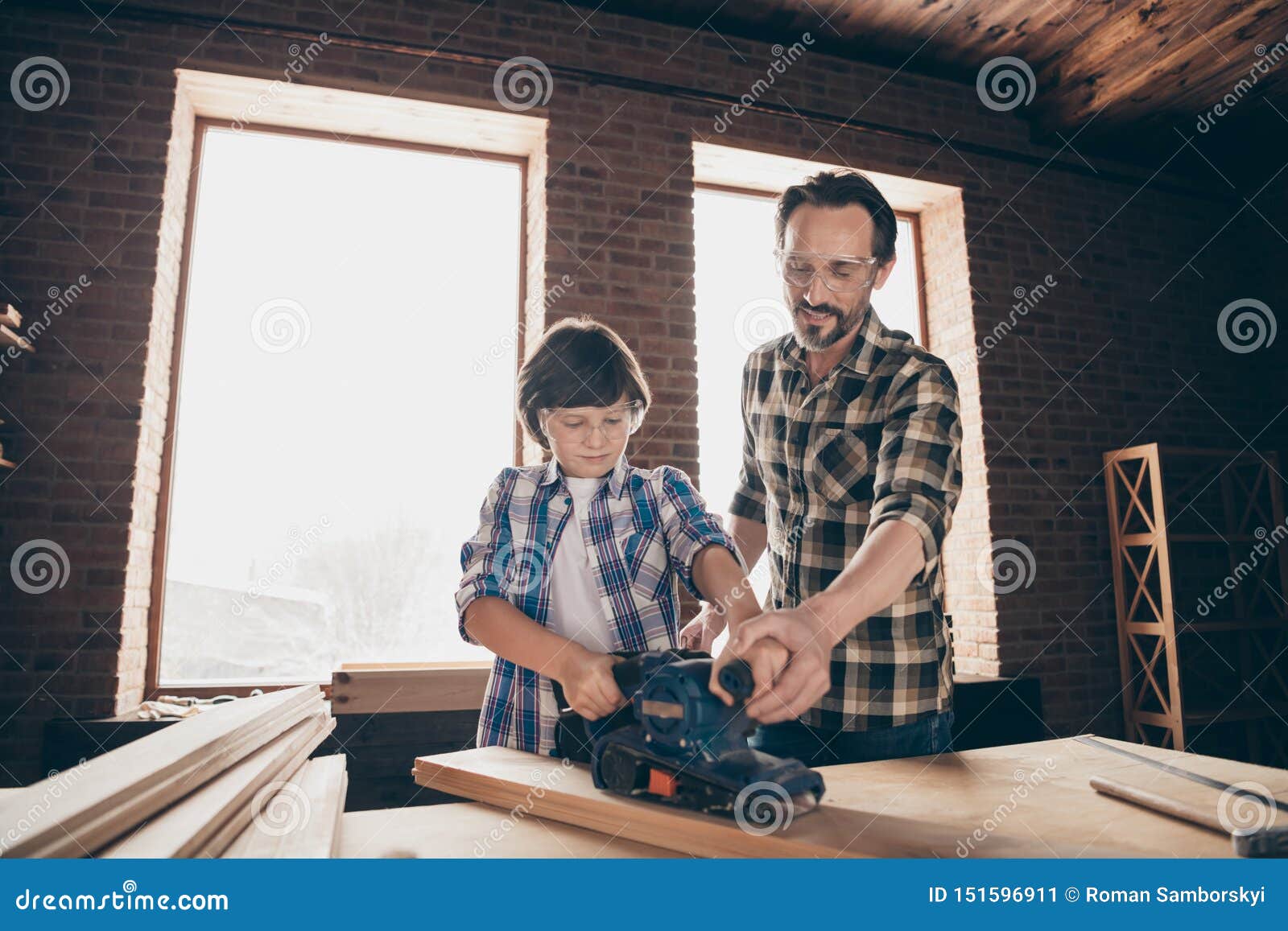 Portrait of Two Nice Creative Cheerful Hard-working Person Master ...