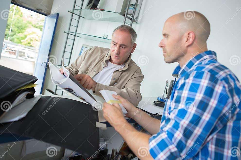 Portrait Two People Sharing Information Stock Image - Image of office ...
