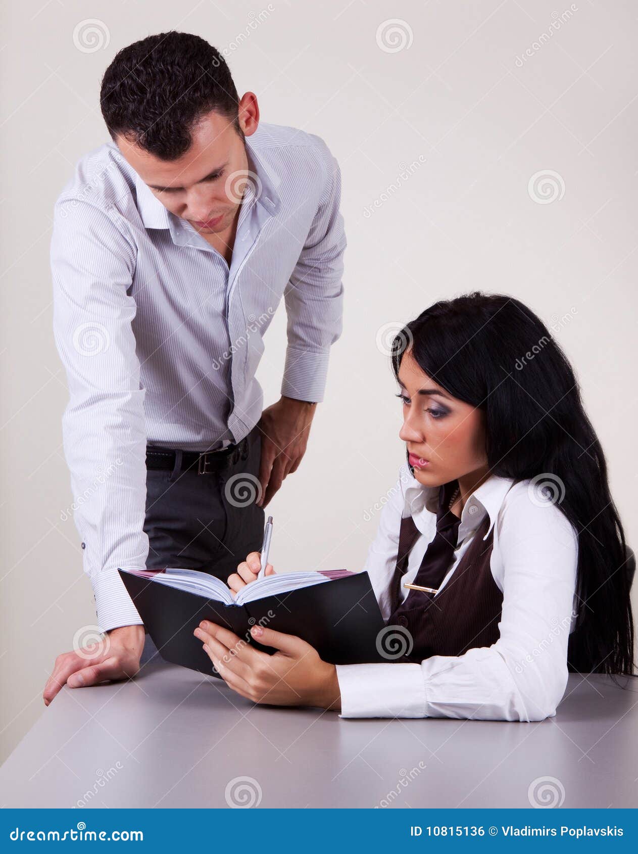 Portrait of Two People Working in Office Stock Photo - Image of ...