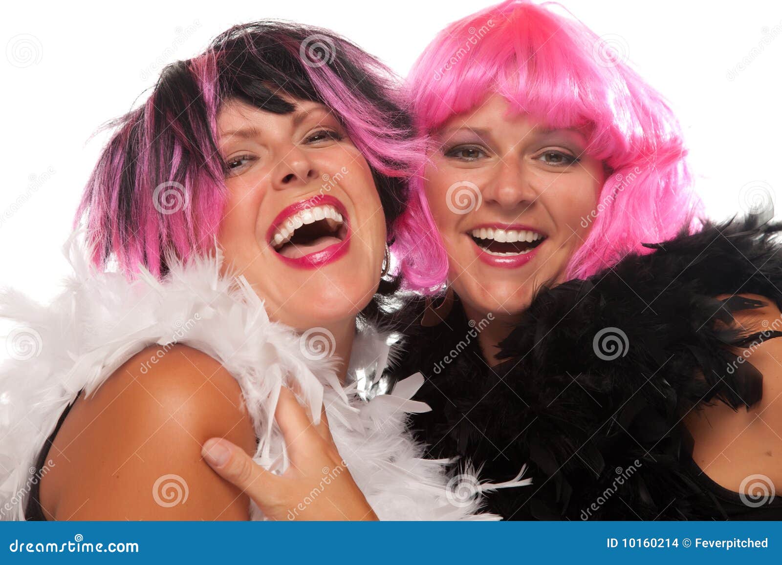 Portrait of Two Pink and Black Haired Girls Stock Photo - Image of ...
