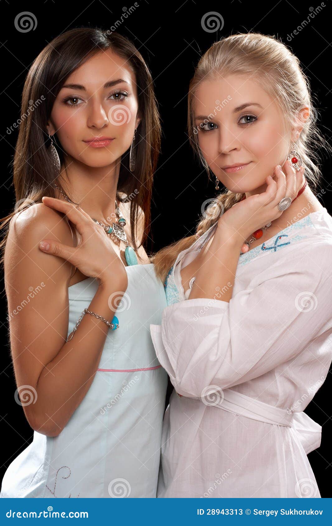 Portrait of a Two Pretty Young Women Stock Image - Image of blond ...
