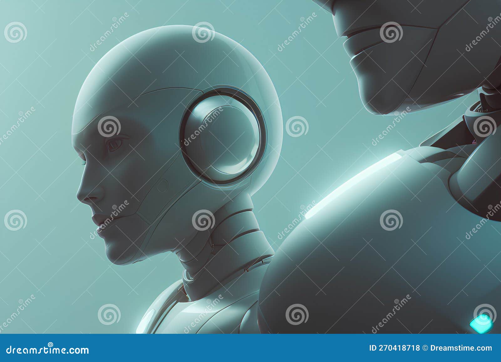 Portrait of Two Robot. Modern Humanoid Cyborg Technology. Stock ...