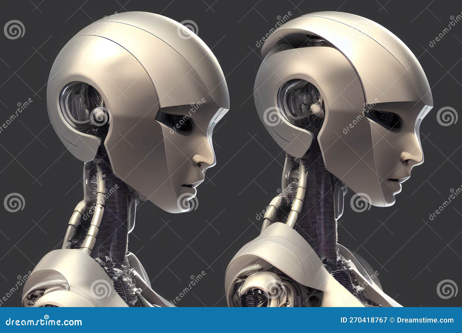 Portrait of Two Robot. Modern Humanoid Cyborg Technology. Stock ...