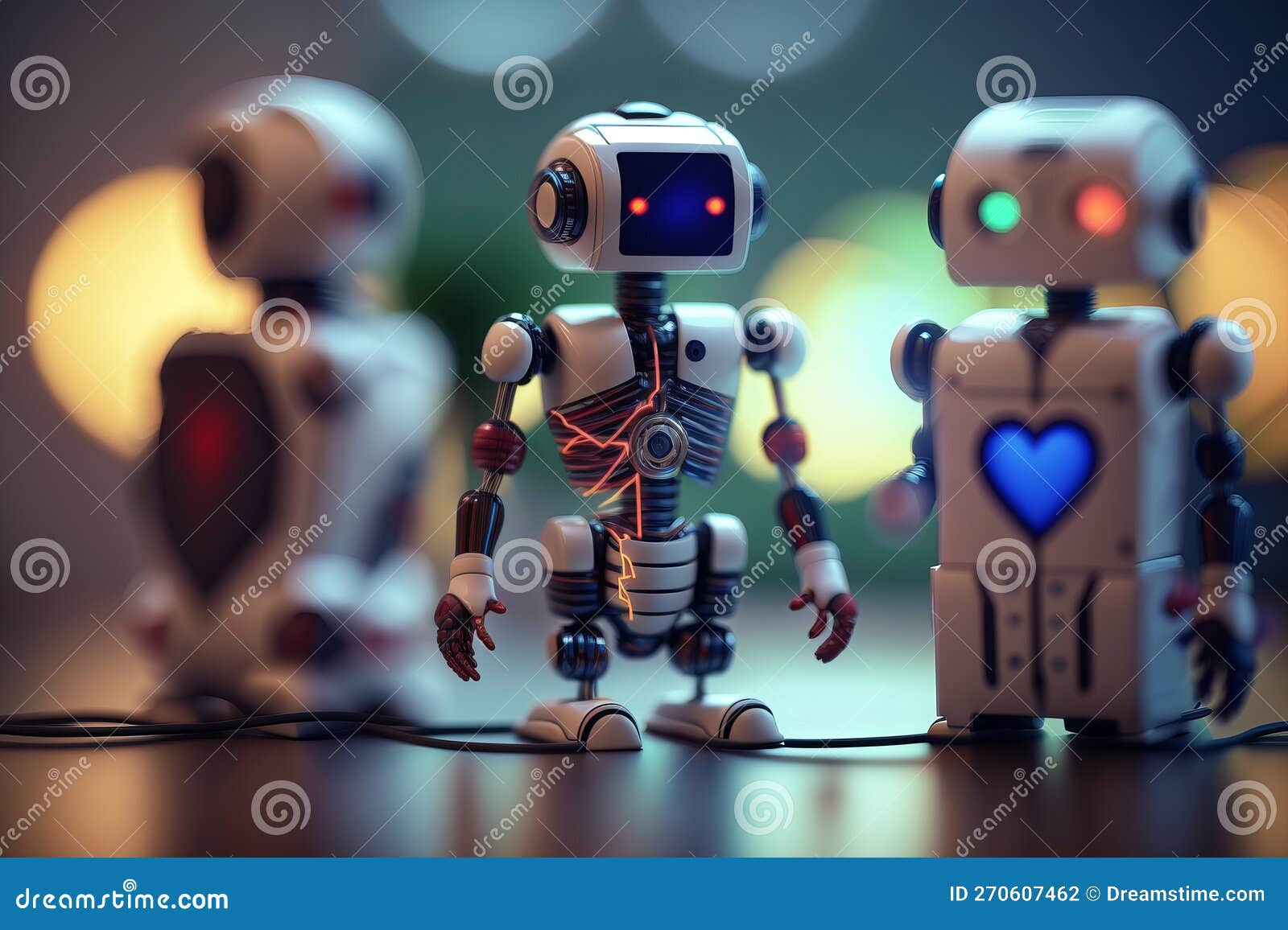 Portrait of Two Robots from the Front Stock Illustration - Illustration ...