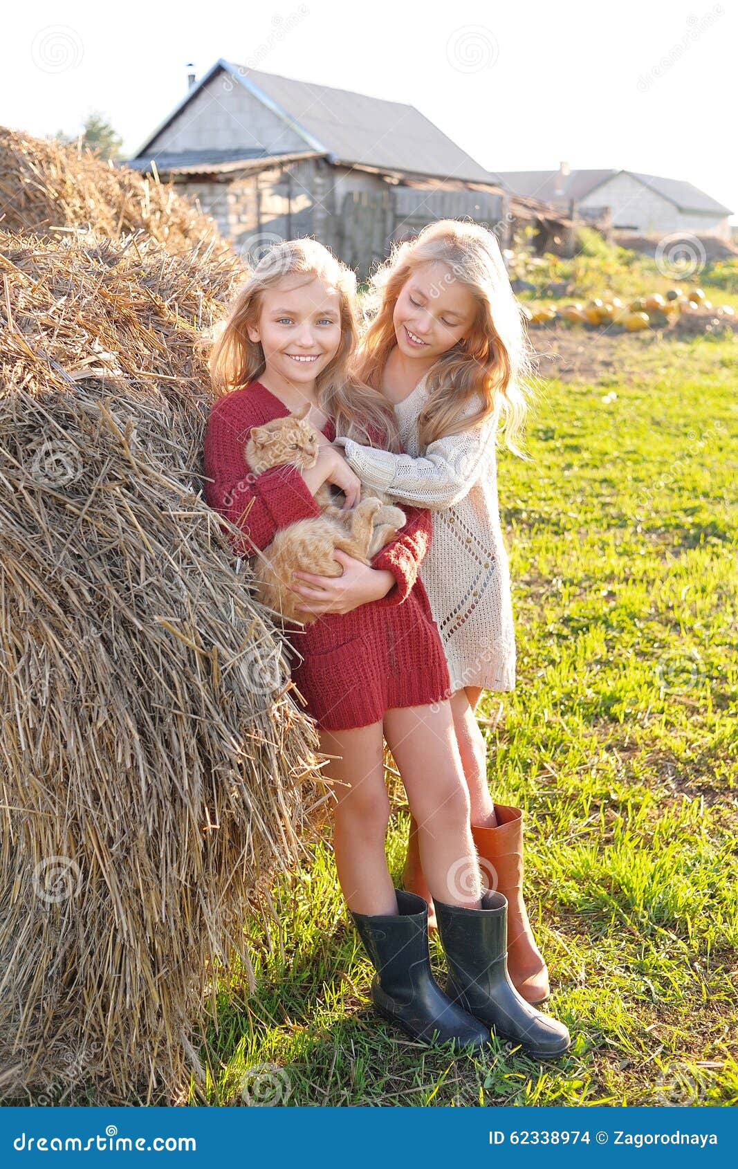 Portrait of two sisters stock photo. Image of fall, child - 62338974