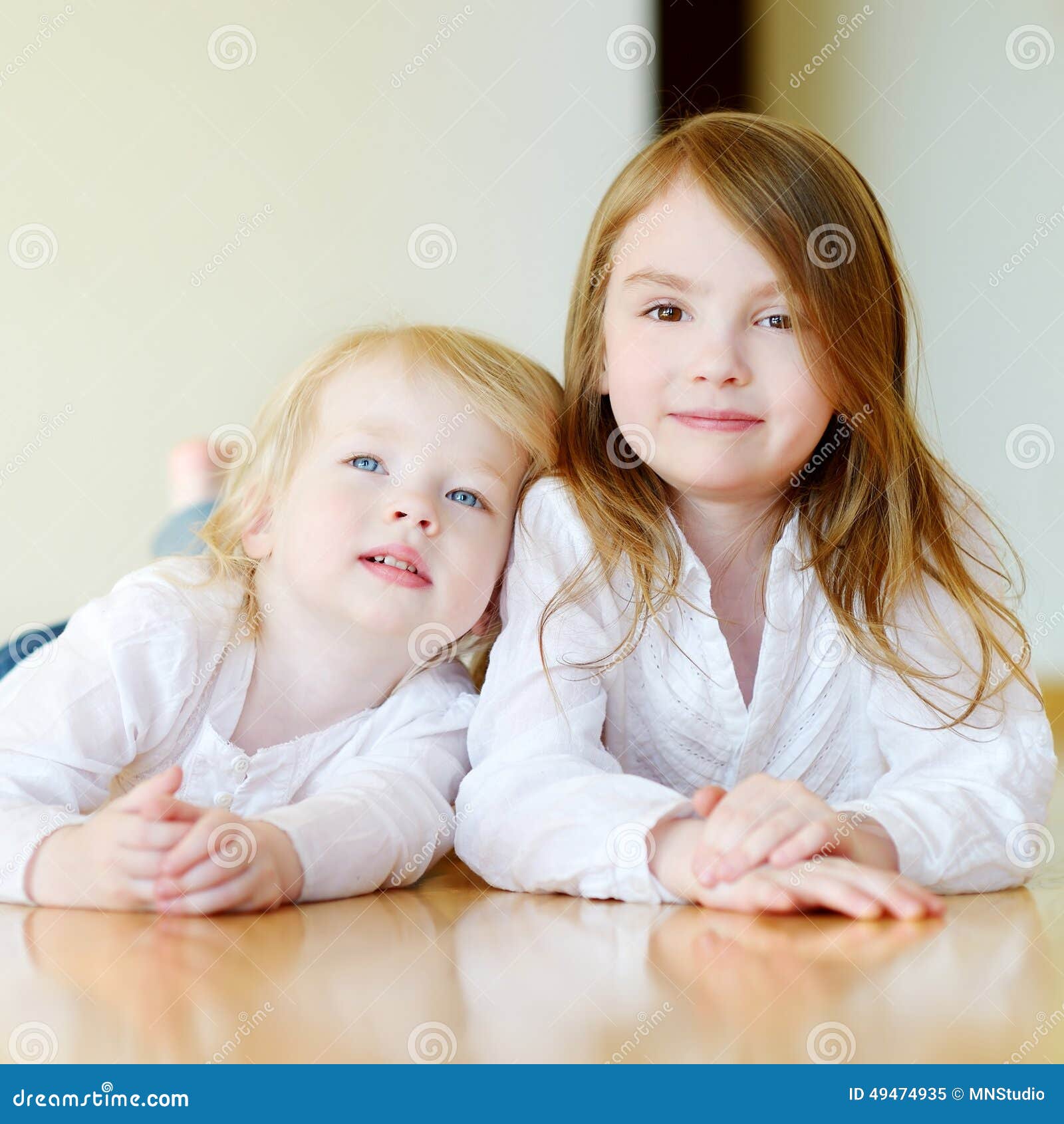 Portrait of Two Sisters at Home Stock Image - Image of enjoy, laugh ...