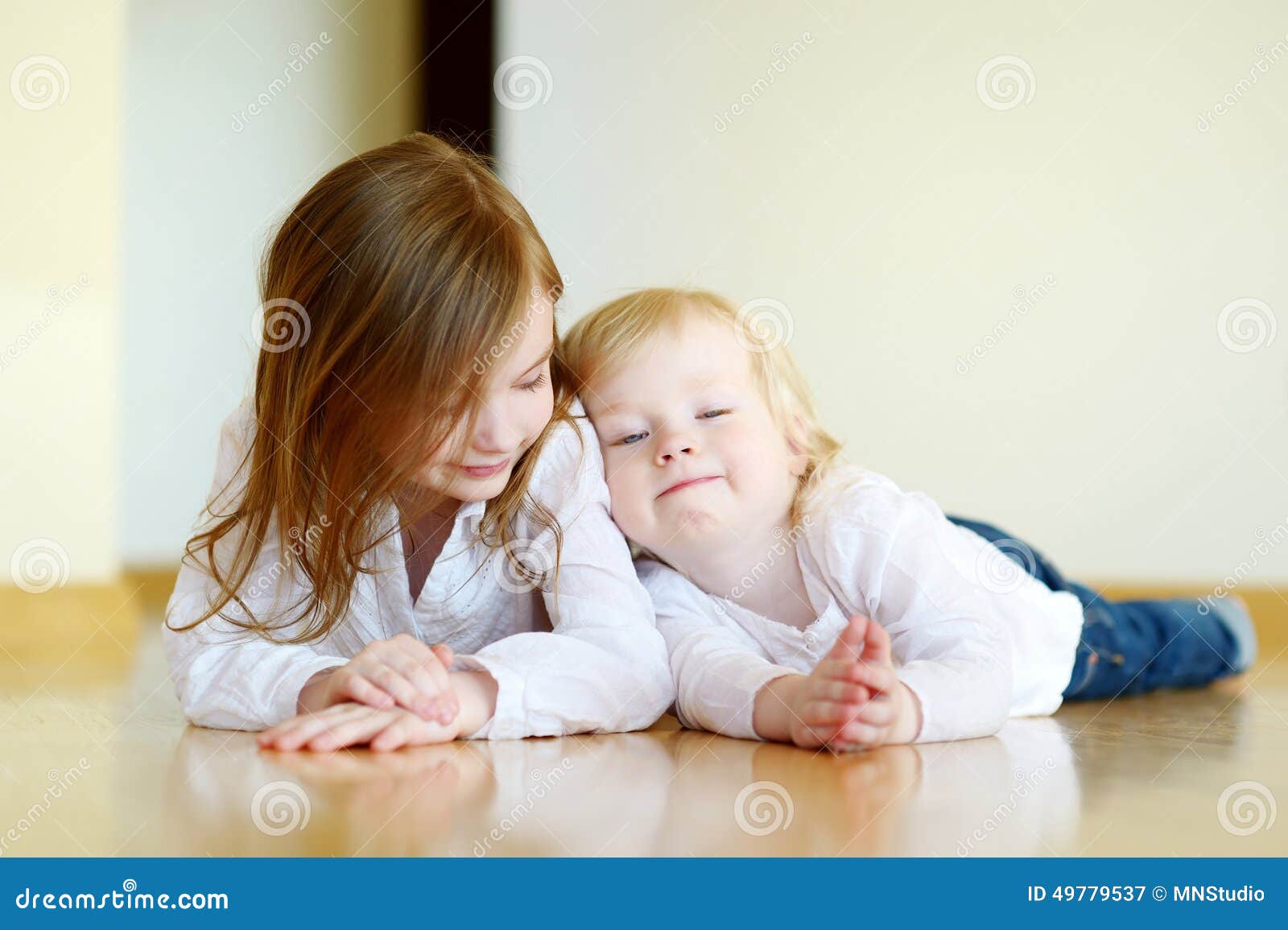 Portrait of Two Sisters at Home Stock Image - Image of preschooler ...
