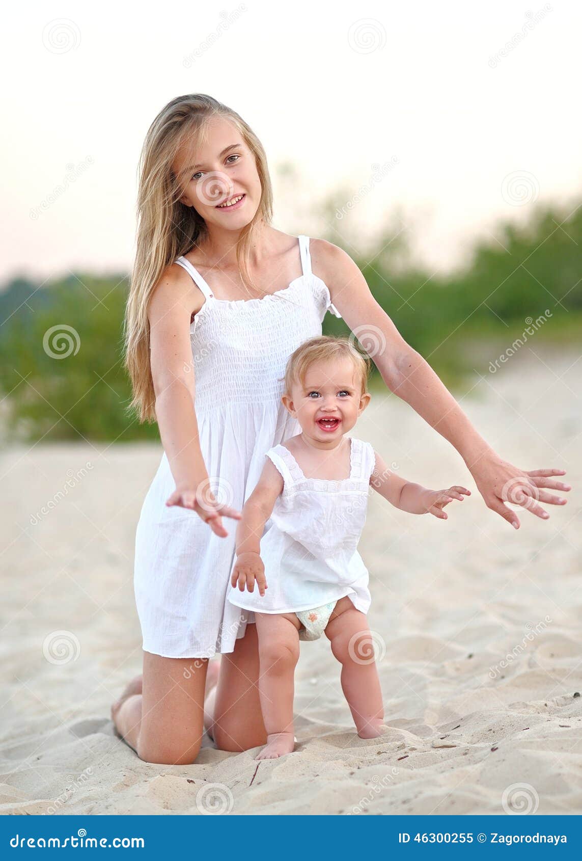 Portrait of two sisters stock image. Image of little - 46300255