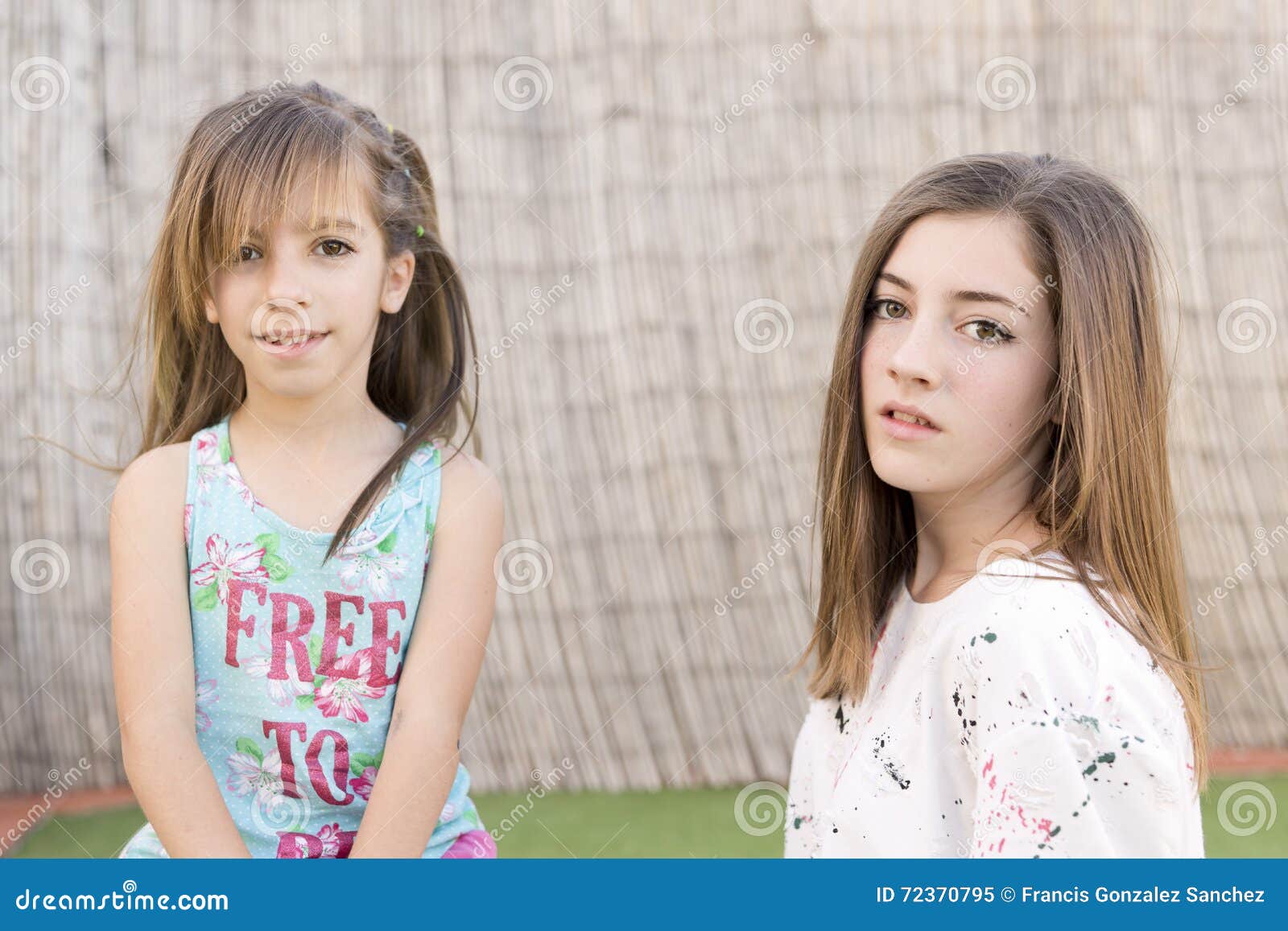 Portrait of two sisters stock image. Image of girl, happy - 72370795
