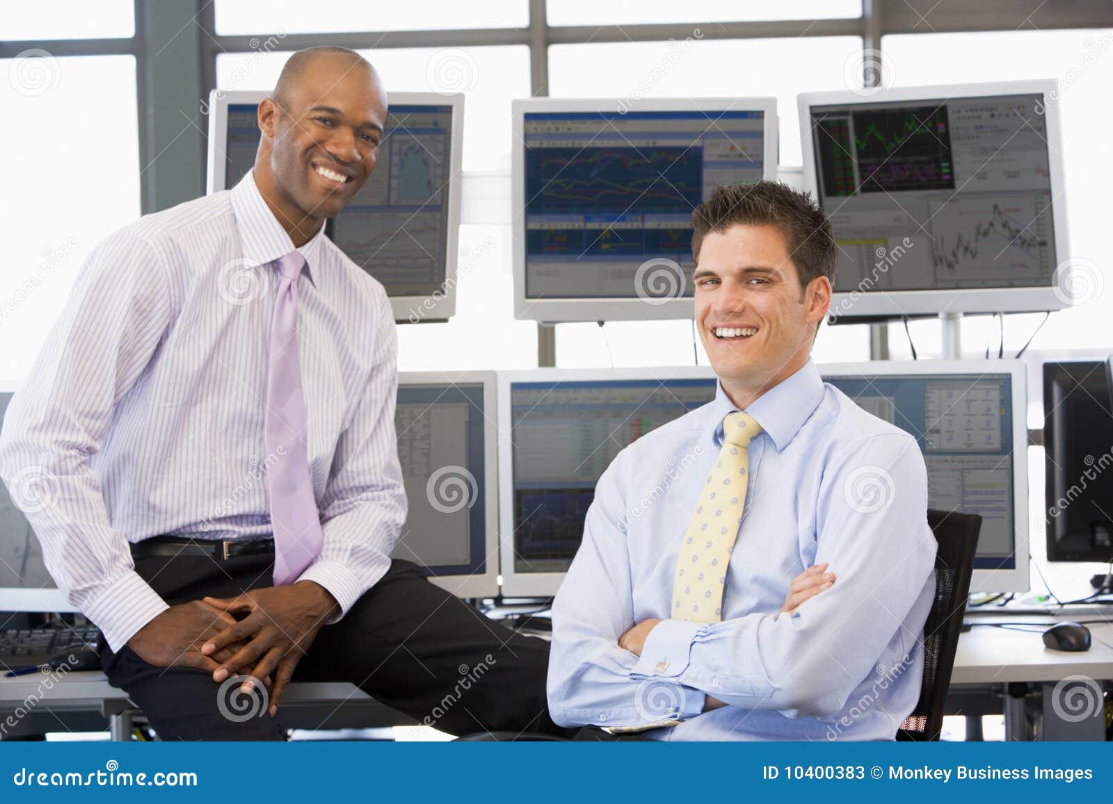 Portrait of Two Stock Traders Stock Image - Image of african, caucasian ...