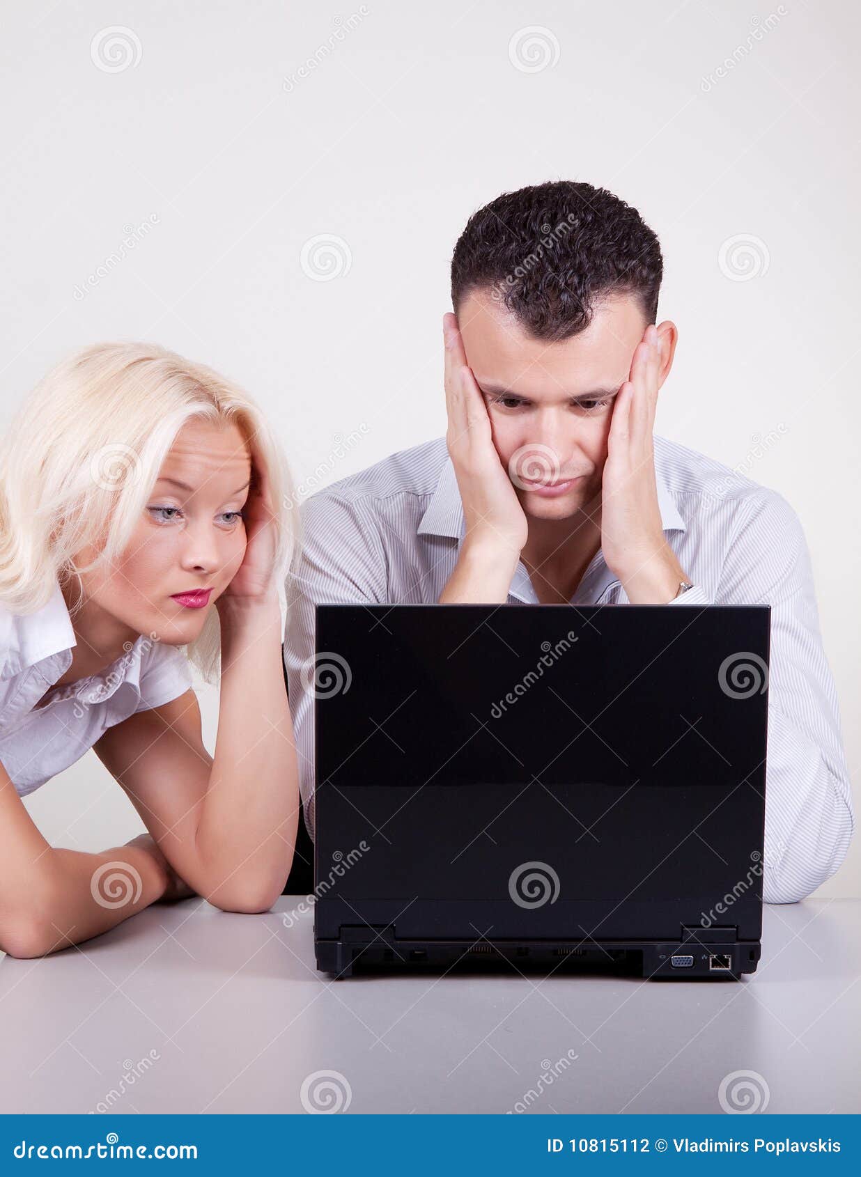 Portrait of Two Stressed People in Office Stock Photo - Image of ...