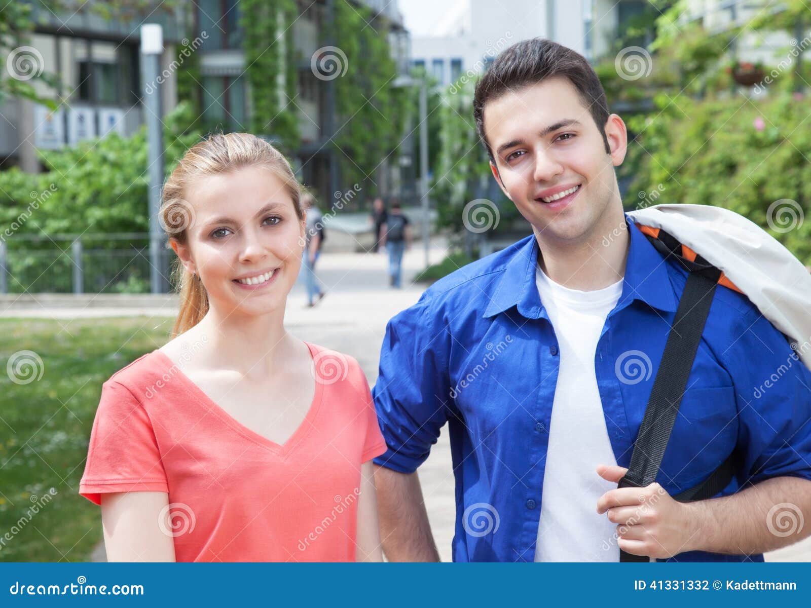 Portrait Of Two Students On Campus Stock Photo - Image of education ...