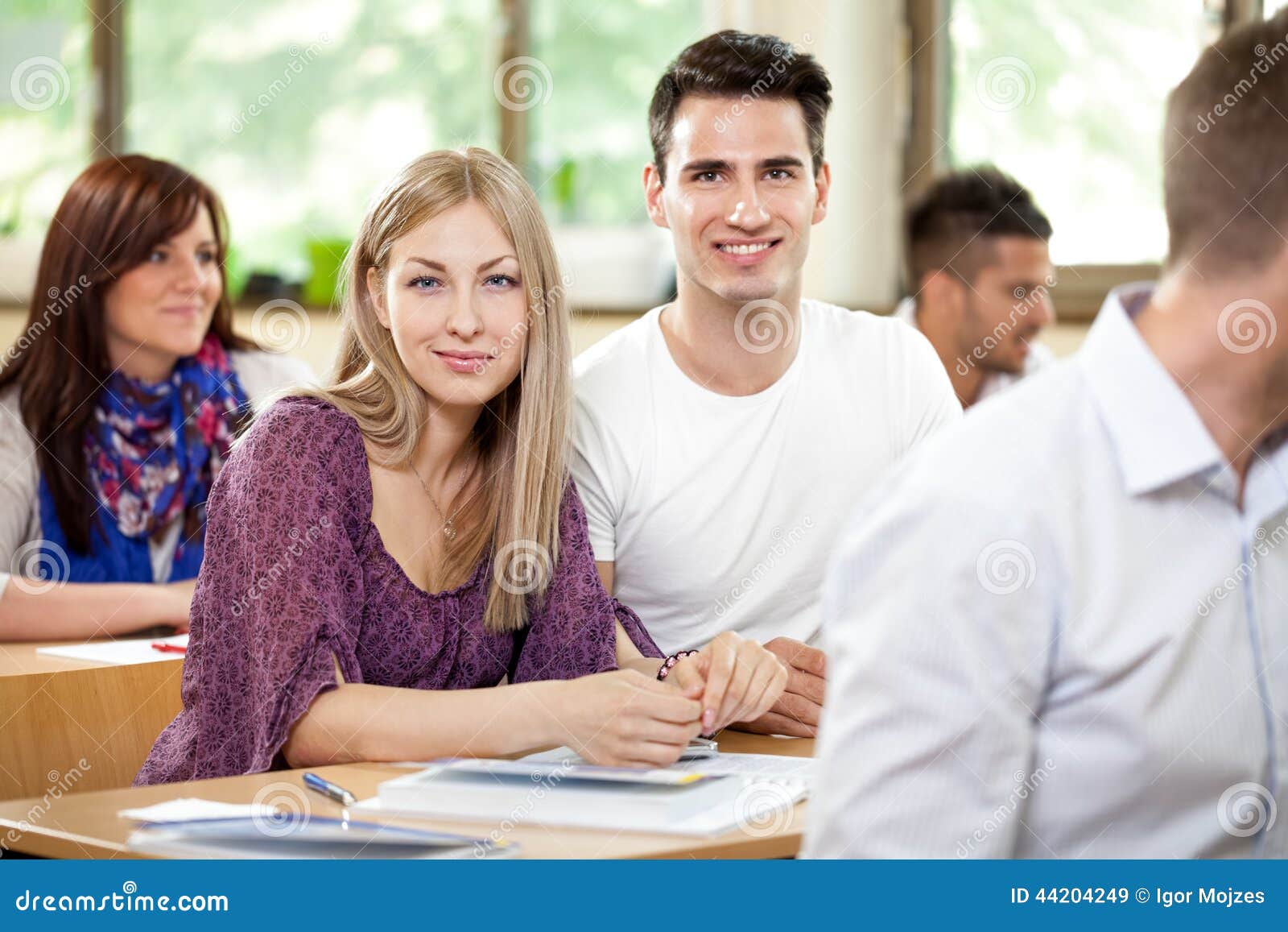 Portrait of Two Students in Classroom Stock Image - Image of education ...