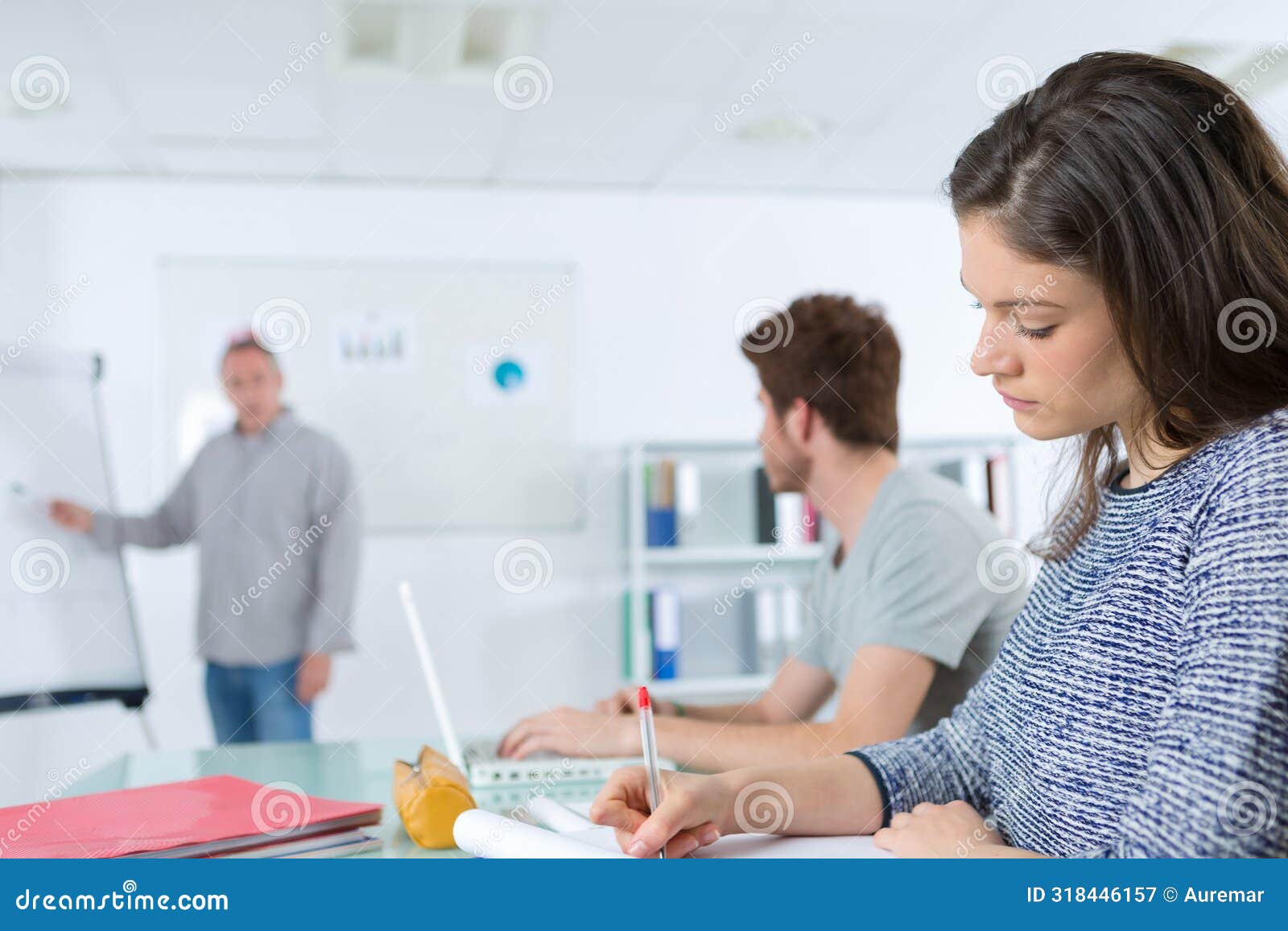 Portrait Two Students during Lecture Stock Image - Image of skills ...