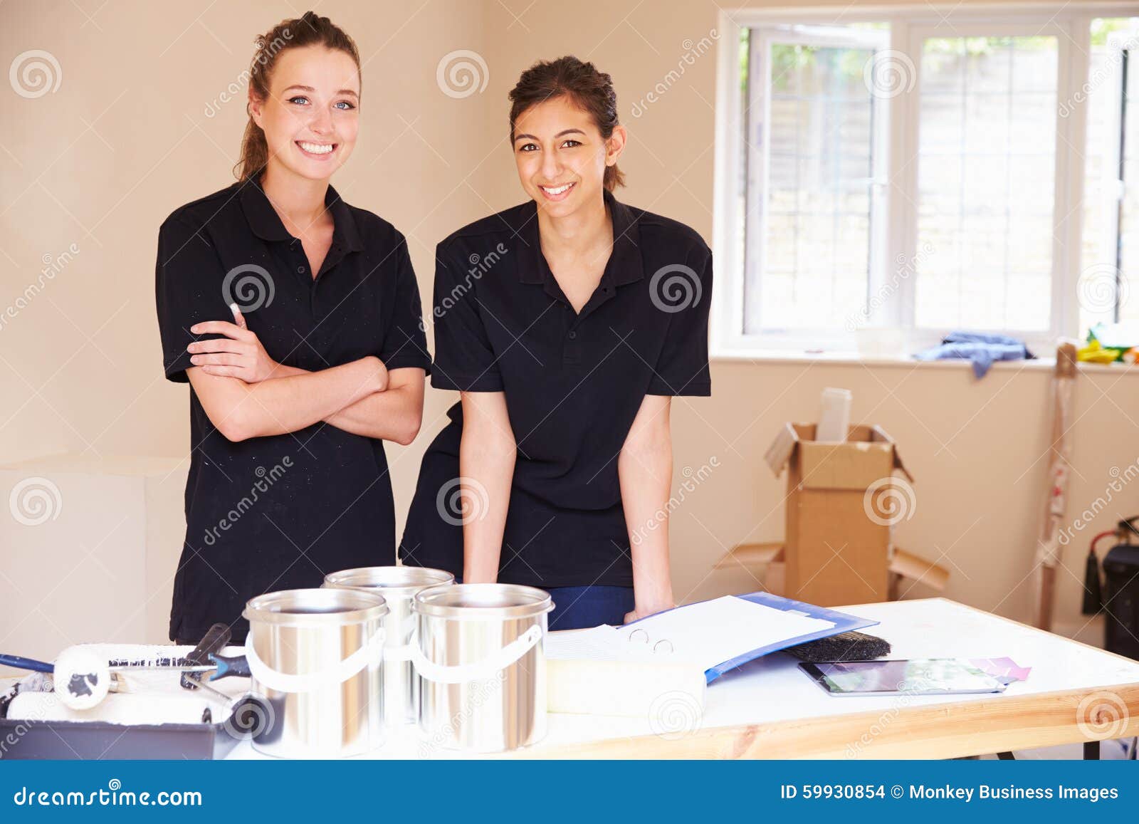 Portrait of Two Women from an Interior Decorating Team Stock Photo ...