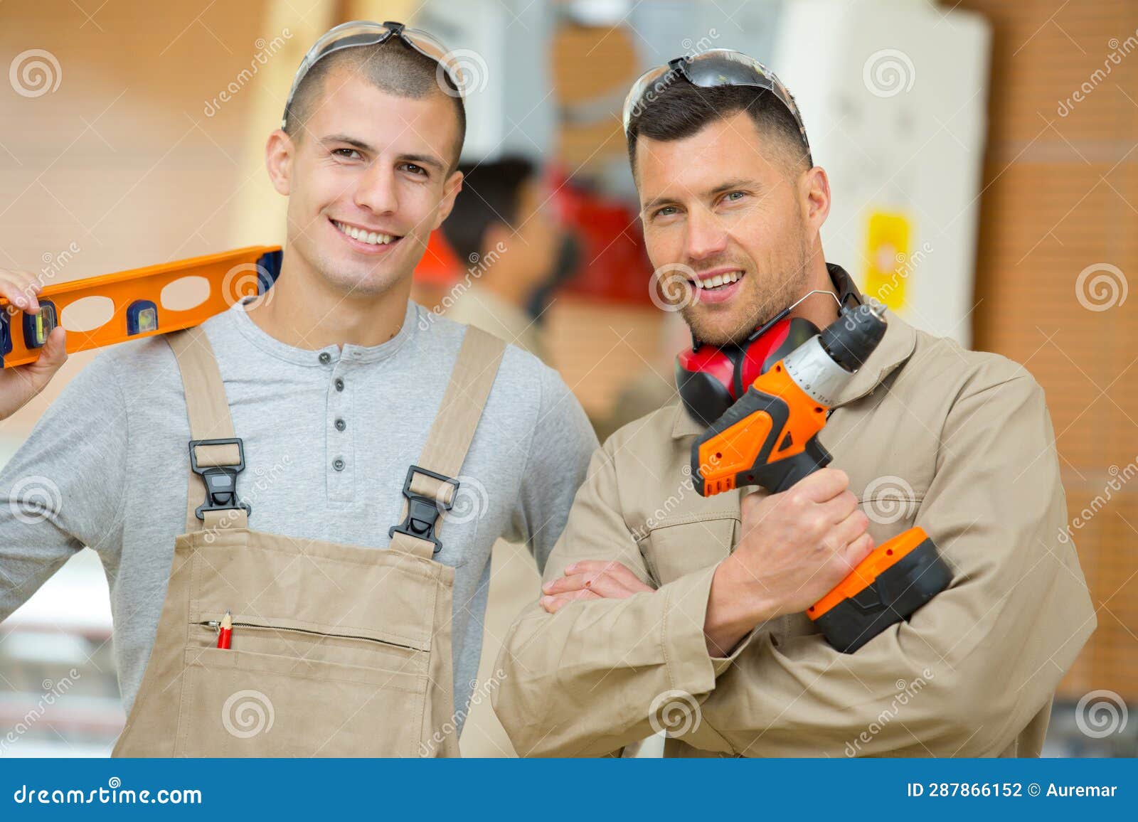 Portrait Two Workers in Factory Stock Photo - Image of pressure ...