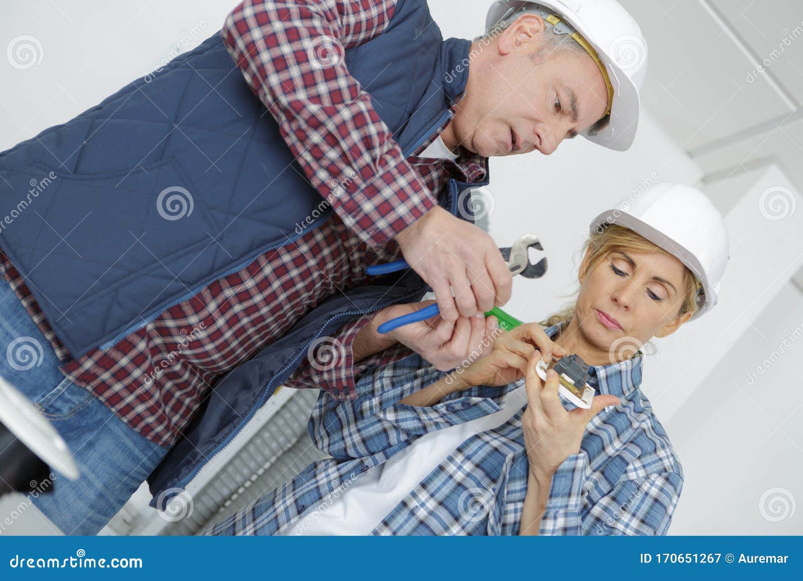 Portrait Two Workers Together Stock Image - Image of educate, laborer ...