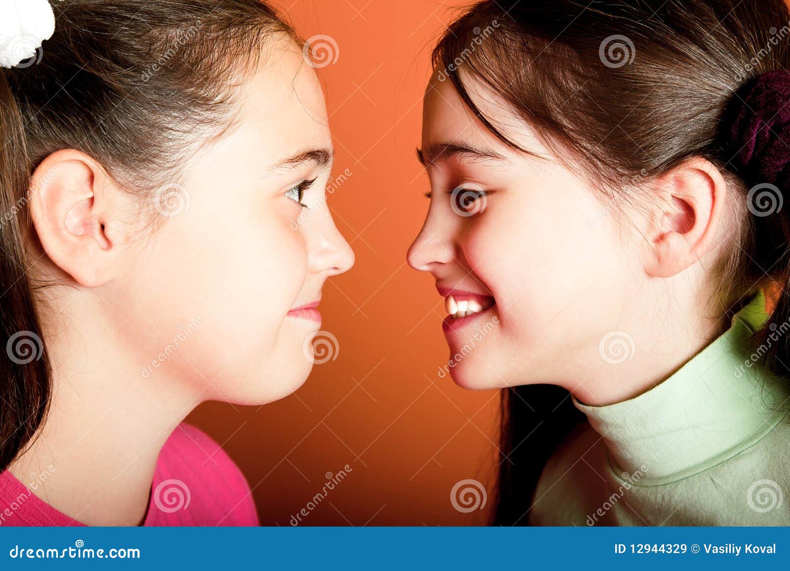 Portrait of Two Young Girls Stock Image - Image of girl, focus: 12944329